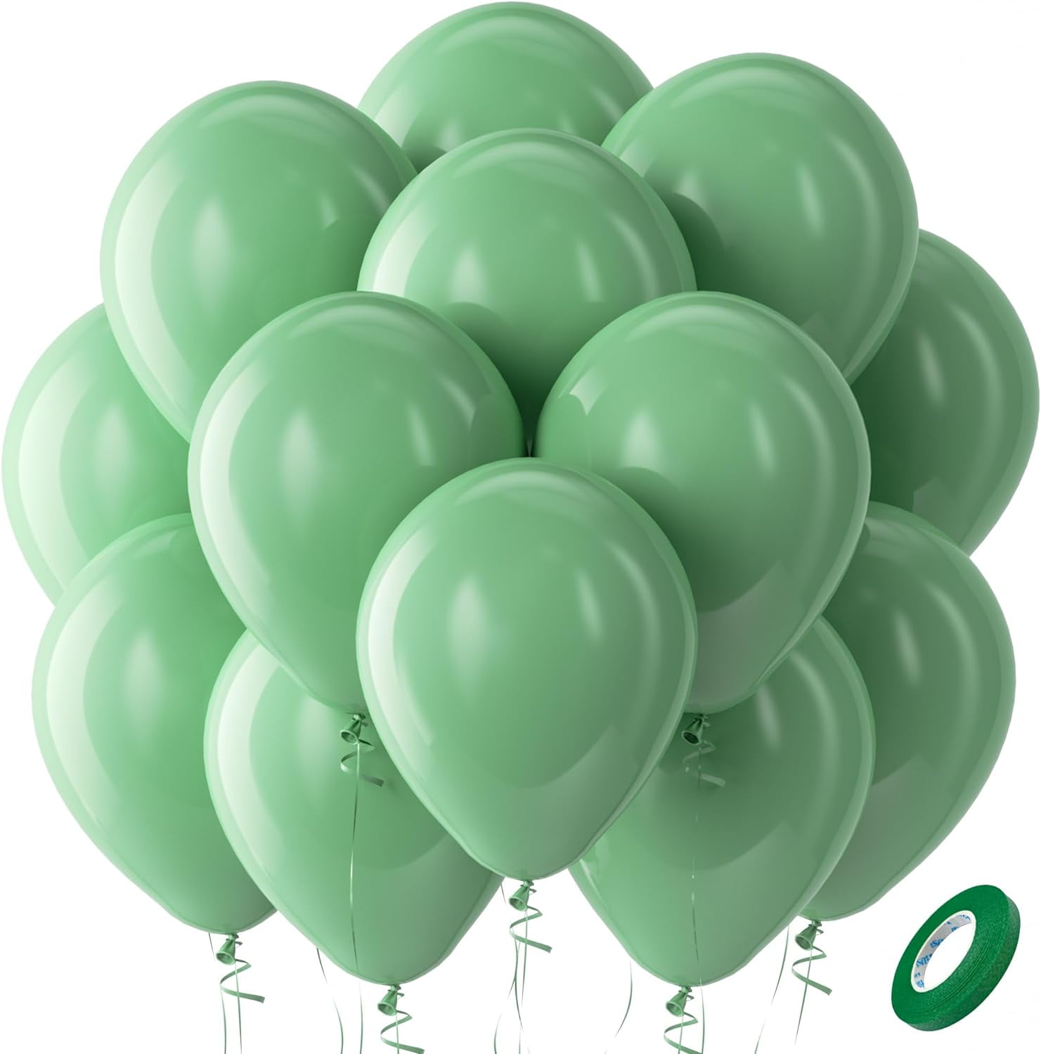 Sage Green Latex Party Balloons - 100 Pack 12 Inch Round Helium Olive ...
