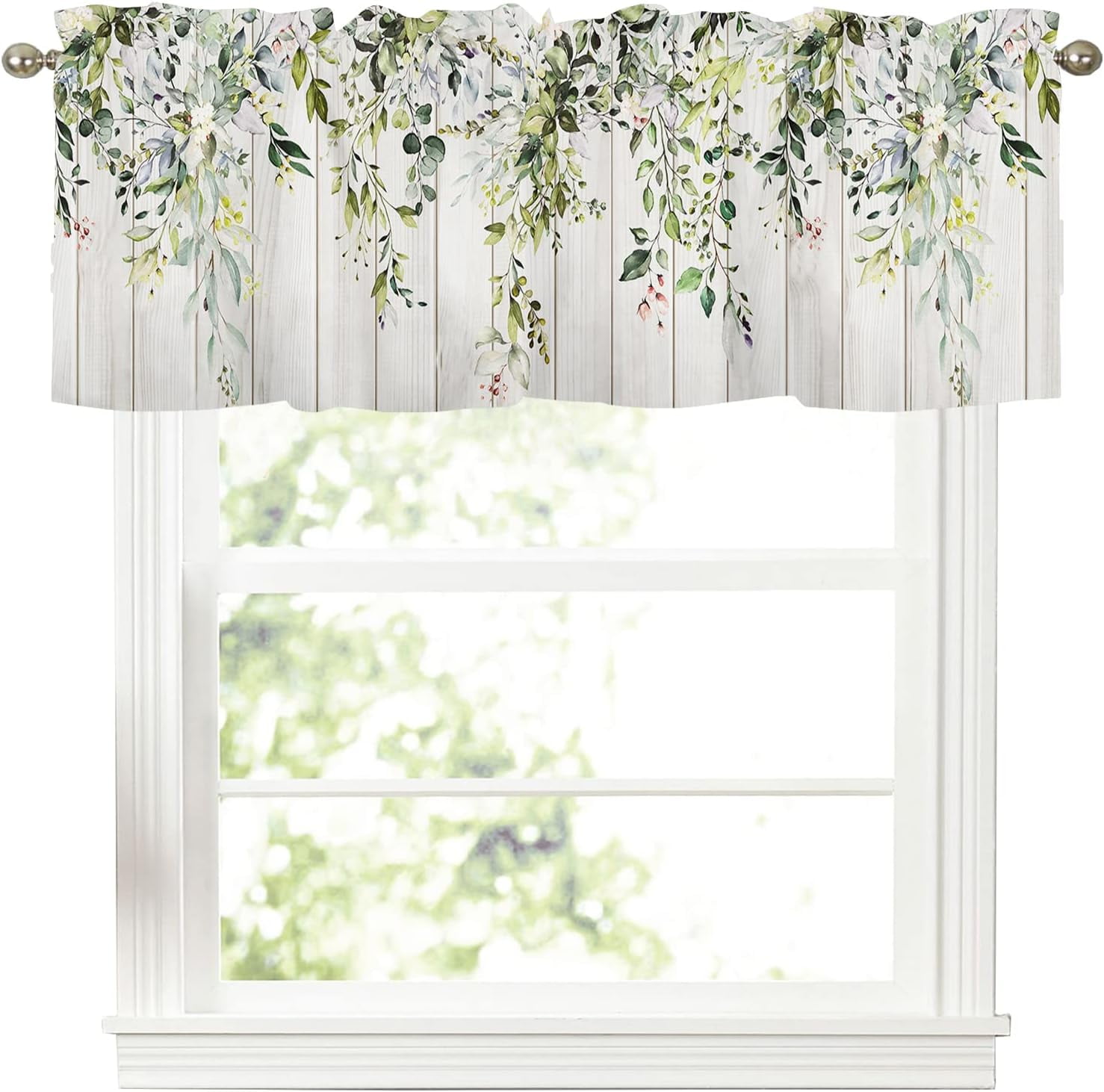 Sage Green Leaf Kithen Curtains Valances for Windows Spring Summer ...