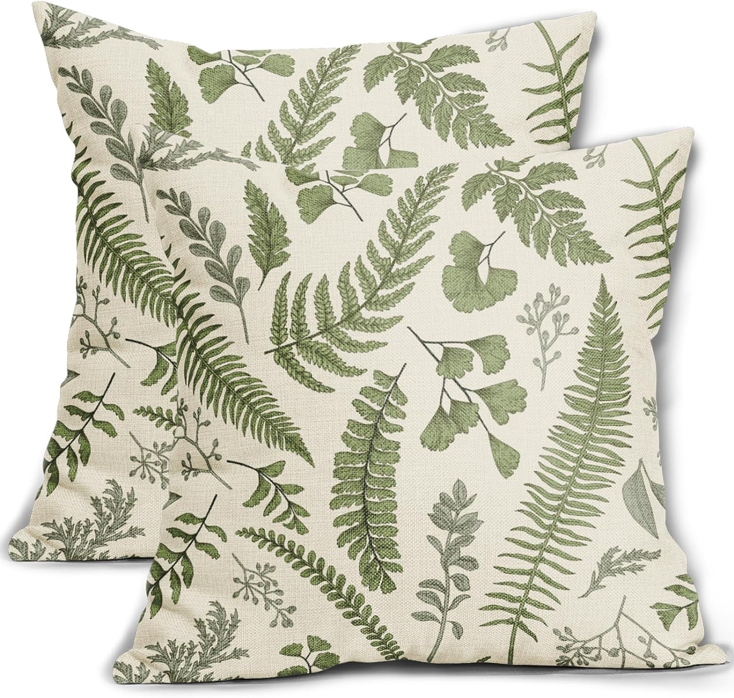 Sage Green Leaf Pillow Covers 16x16 Set of 2 Vintage Style Sage Herbs ...