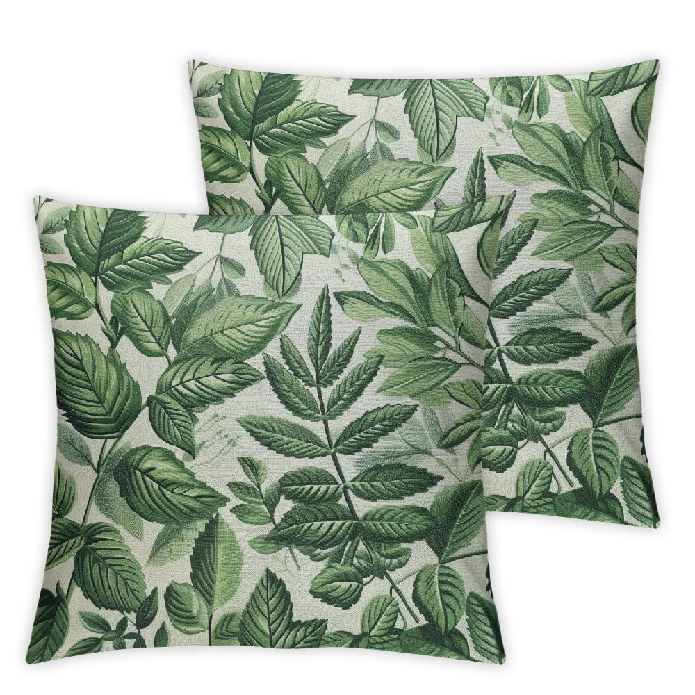 Sage Green Leaf Plant Pillow Covers Set of 2 Tropical Fern Herbs ...