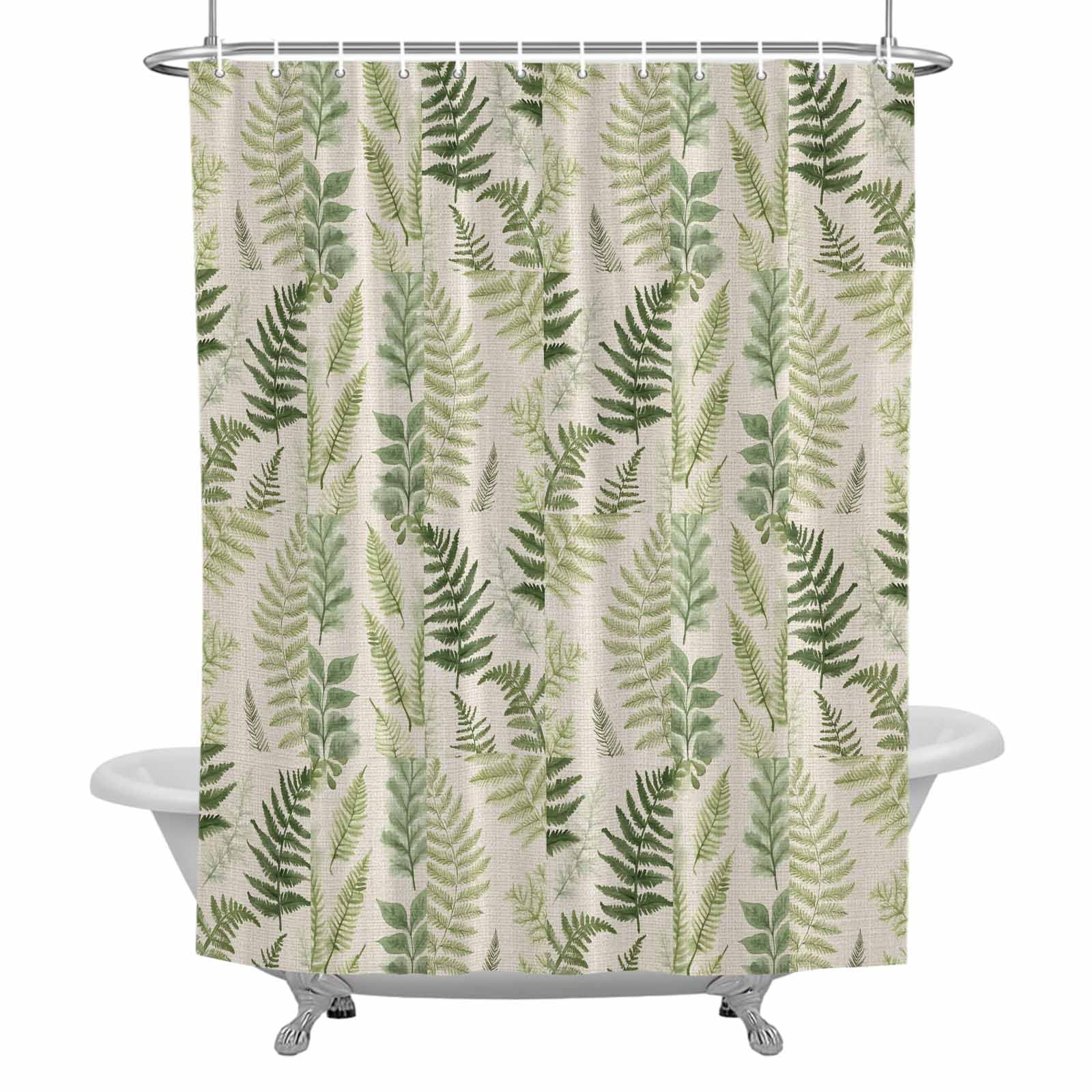 Sage Green Leaf Shower Curtain for Bathroom, Spring Watercolor Green ...