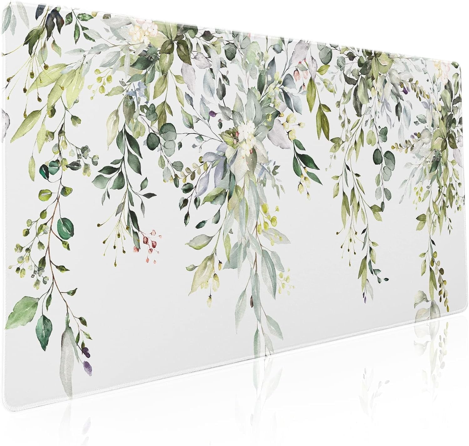 Sage Green Leaves Gaming Mouse Pad XXL Spring Summer Floral Extended ...