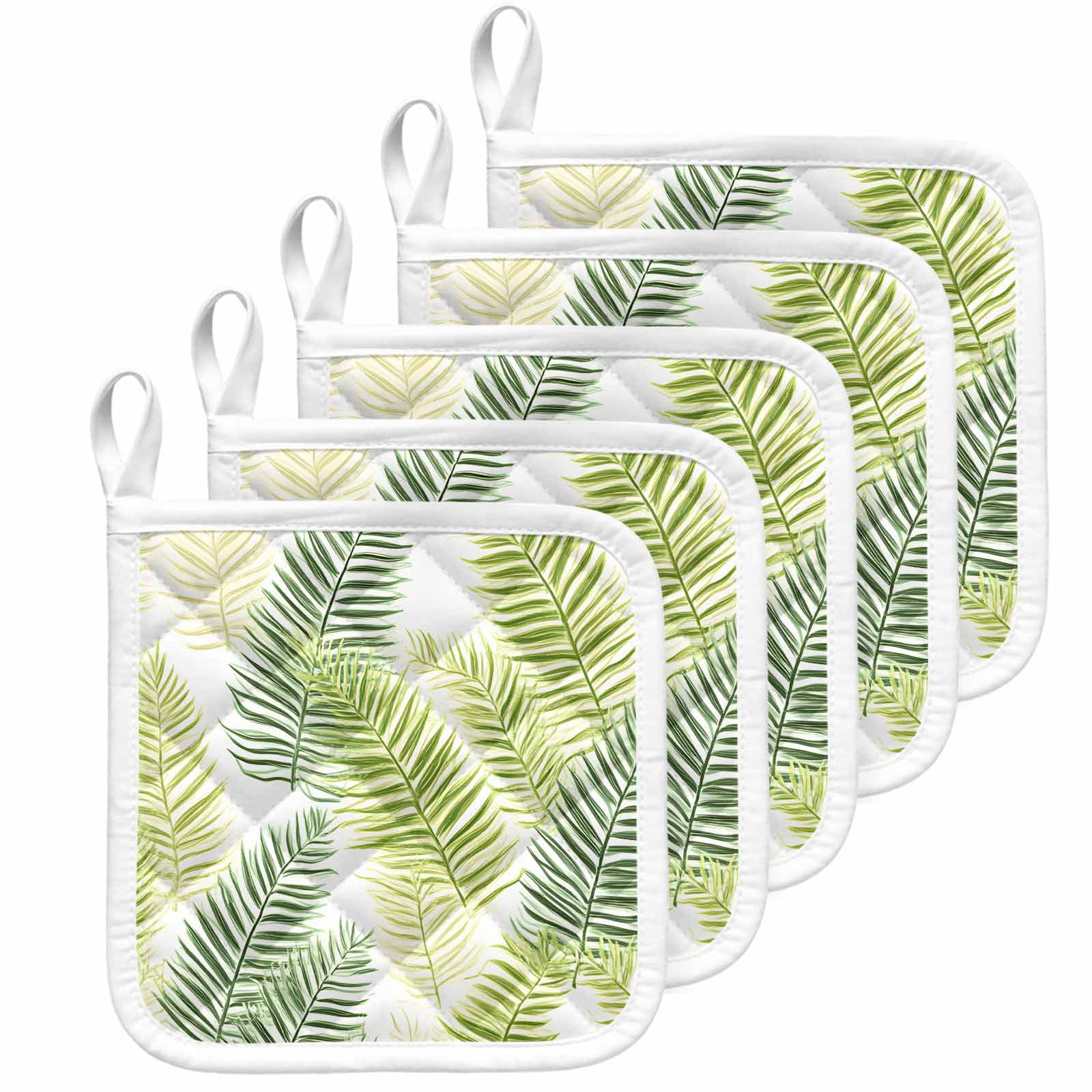Sage Green Leaves Pot Holders for Kitchen Heatproof Potholder, 5 Pack ...