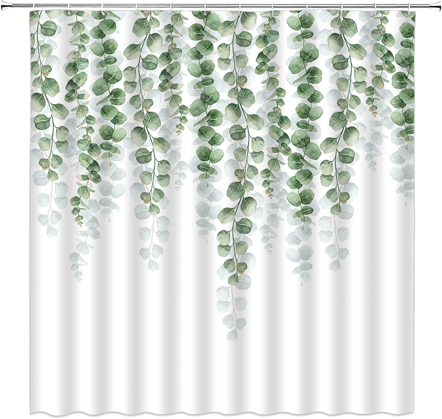 Sage Green Leaves Shower Curtain Leaf Plant Botanical Watercolor Vine ...