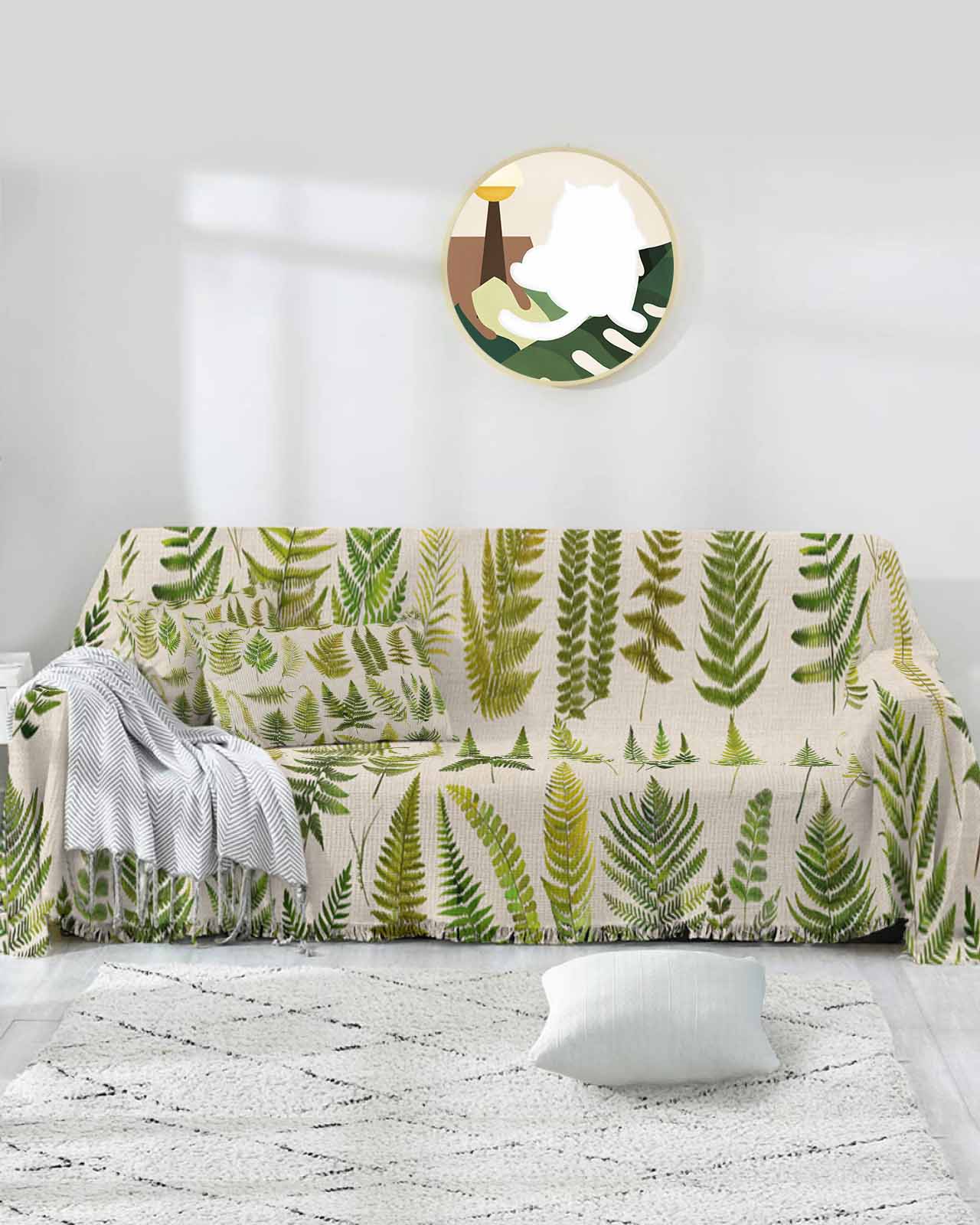 Sage Green Leaves Sofa Couch Covers for 3 Cushion Couch,Washable L ...