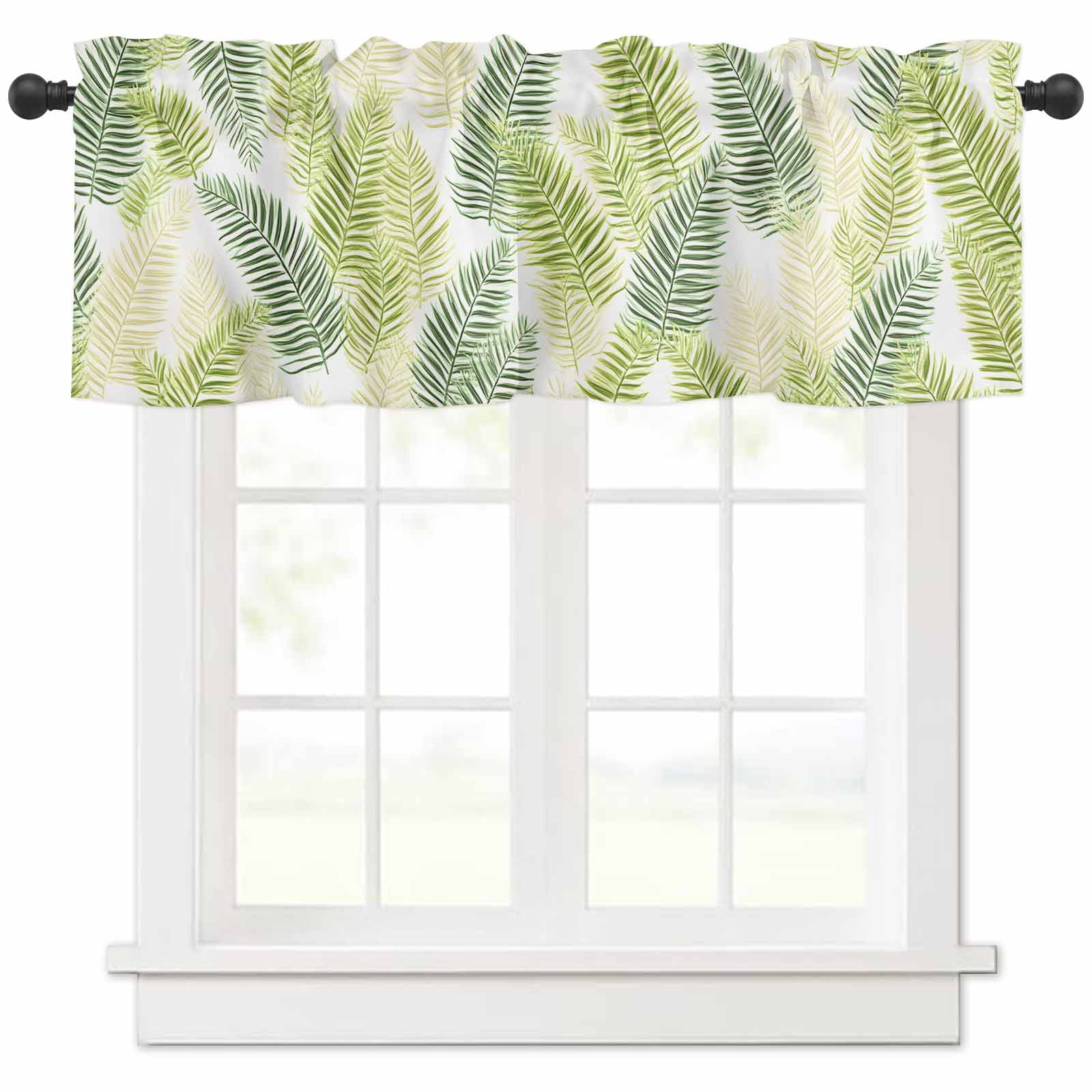 Sage Green Leaves Valances for Windows Farmhouse Kitchen Curtains ...