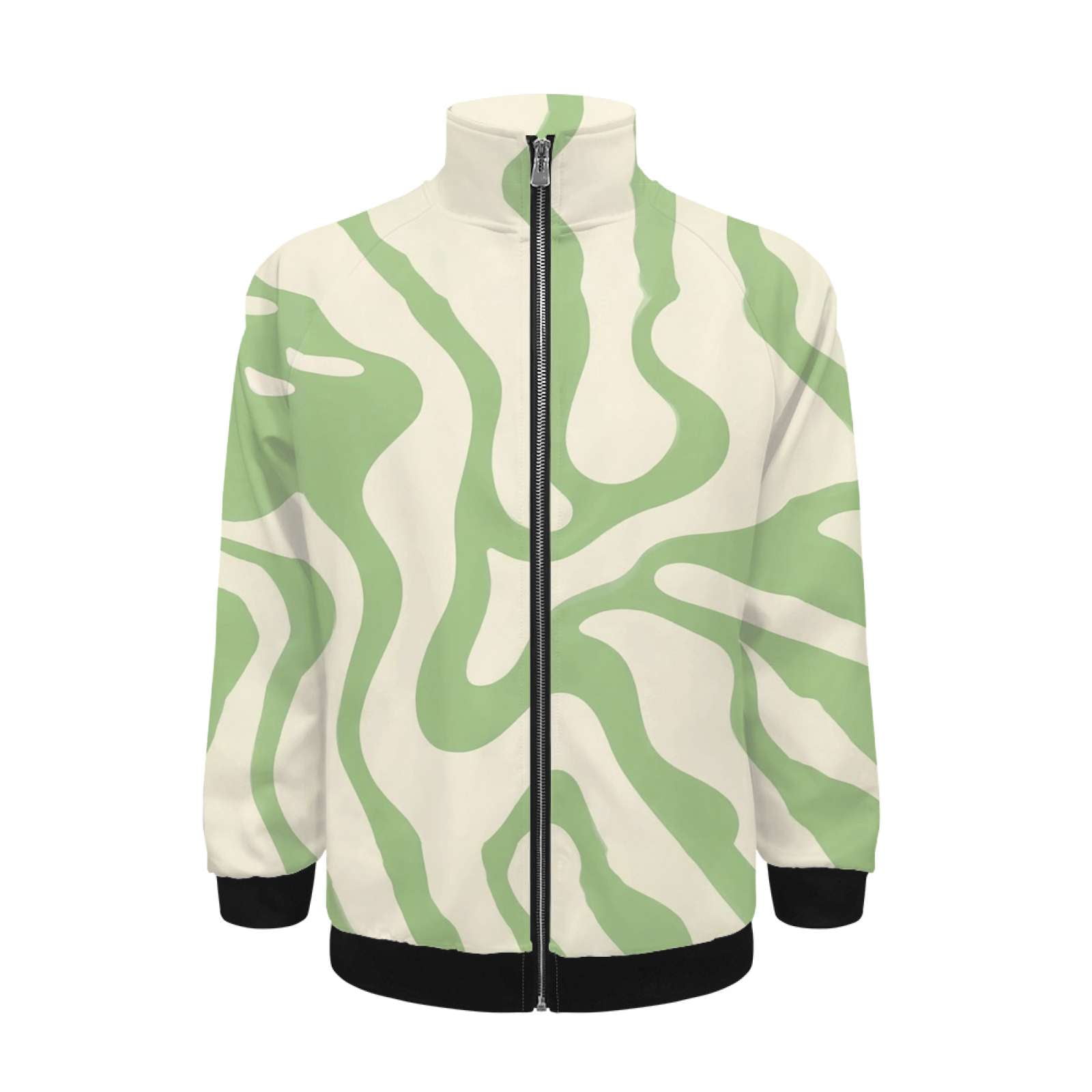 Sage Green Liquid Swirl Art Jacket Men's Street Cool Long Sleeves Coat ...