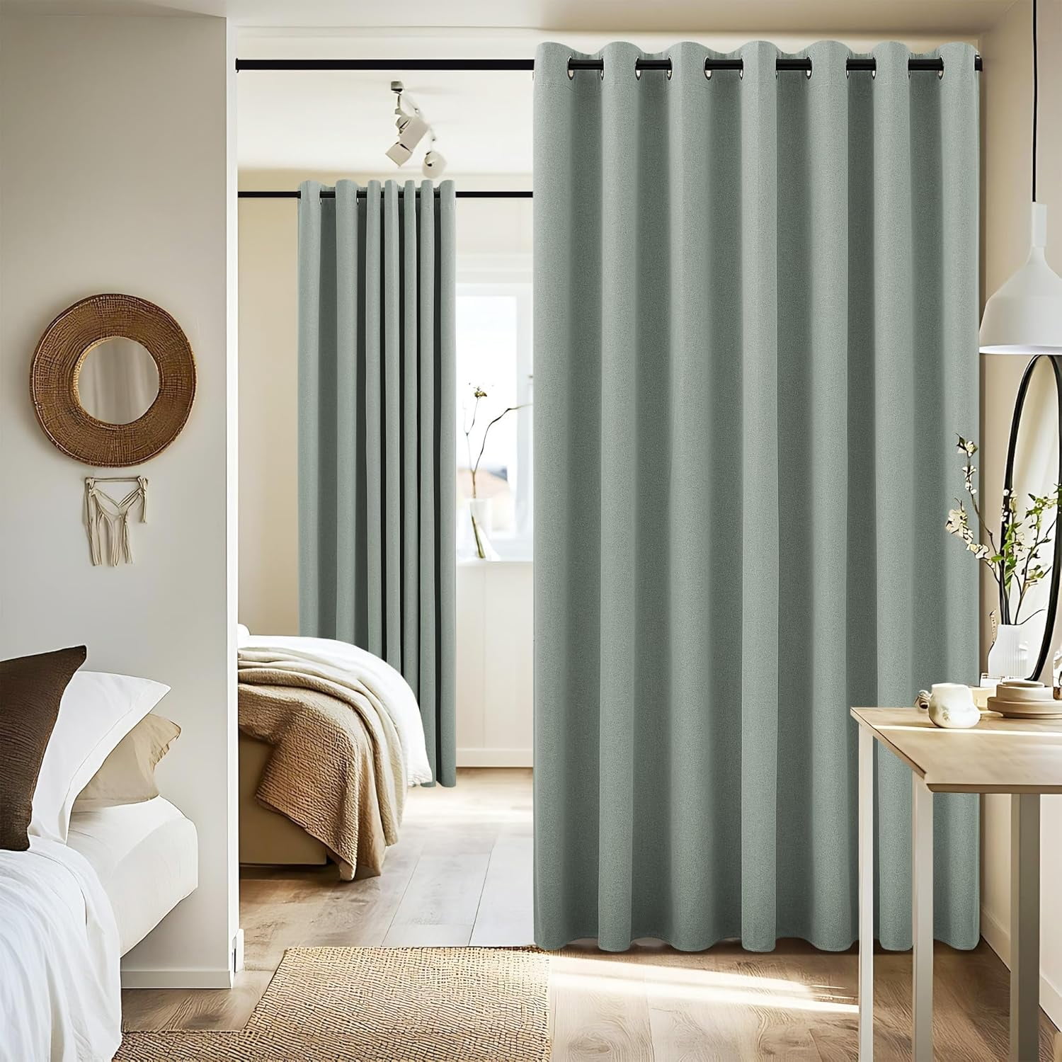Sage Green Lower Noise Room Divider Curtain Screen Partitions, 1 Piece ...