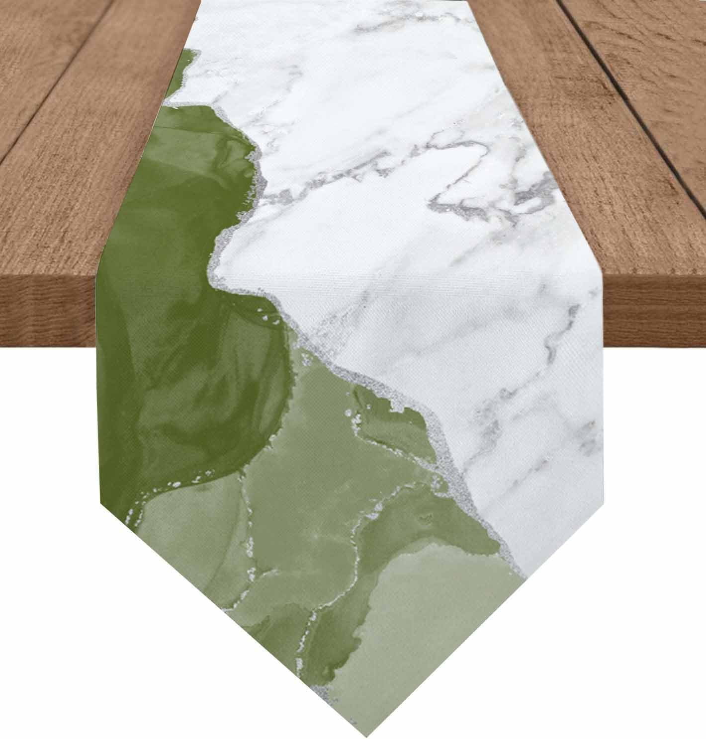 Sage Green Marble Cotton and Linen Triangle Table Runners Dresser ...