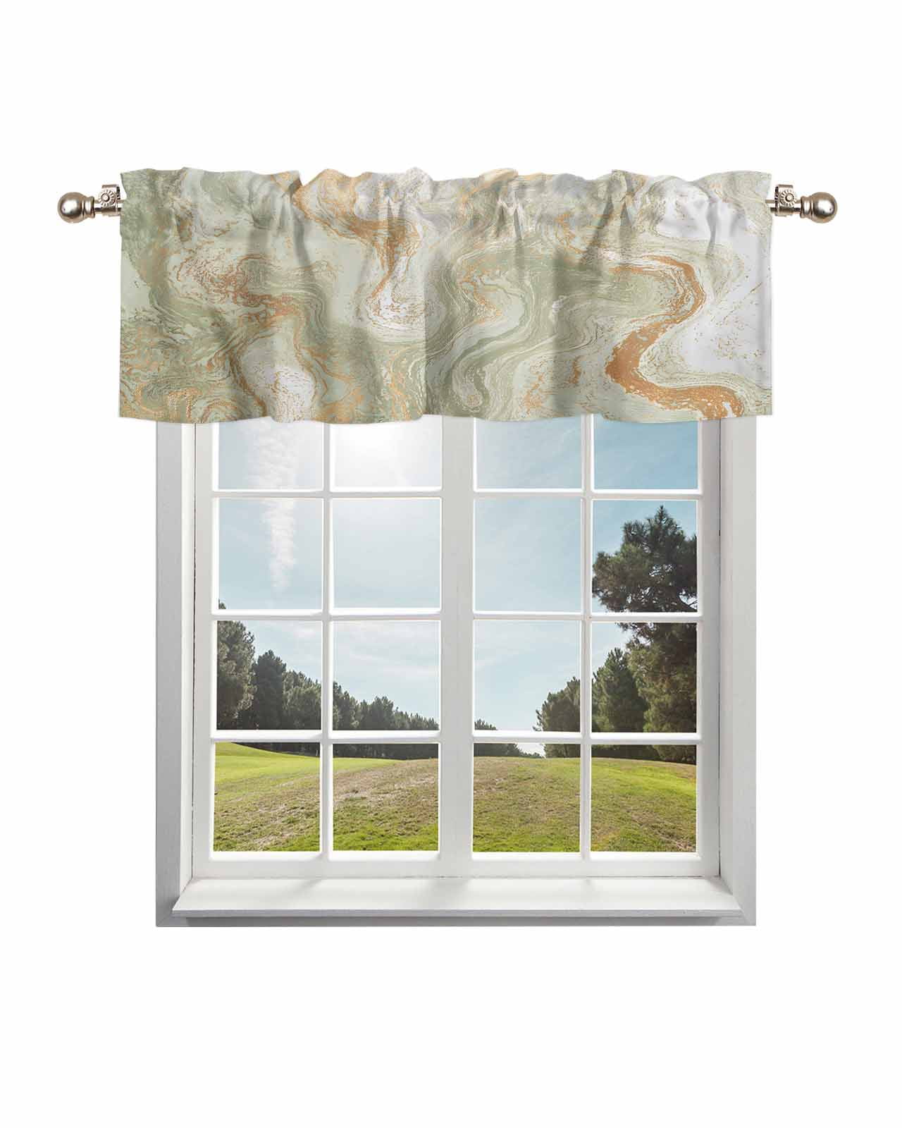 Sage Green Marble Curtain Valance for Windows/Living Room/Kitchen ...