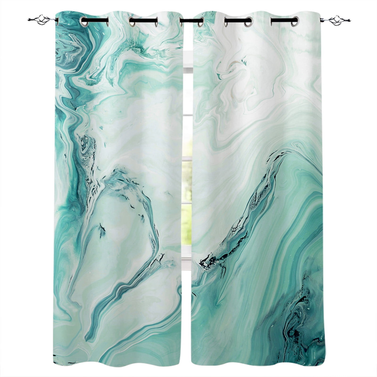 Sage Green Marble Lines Room Curtains Large Window Window Curtains ...