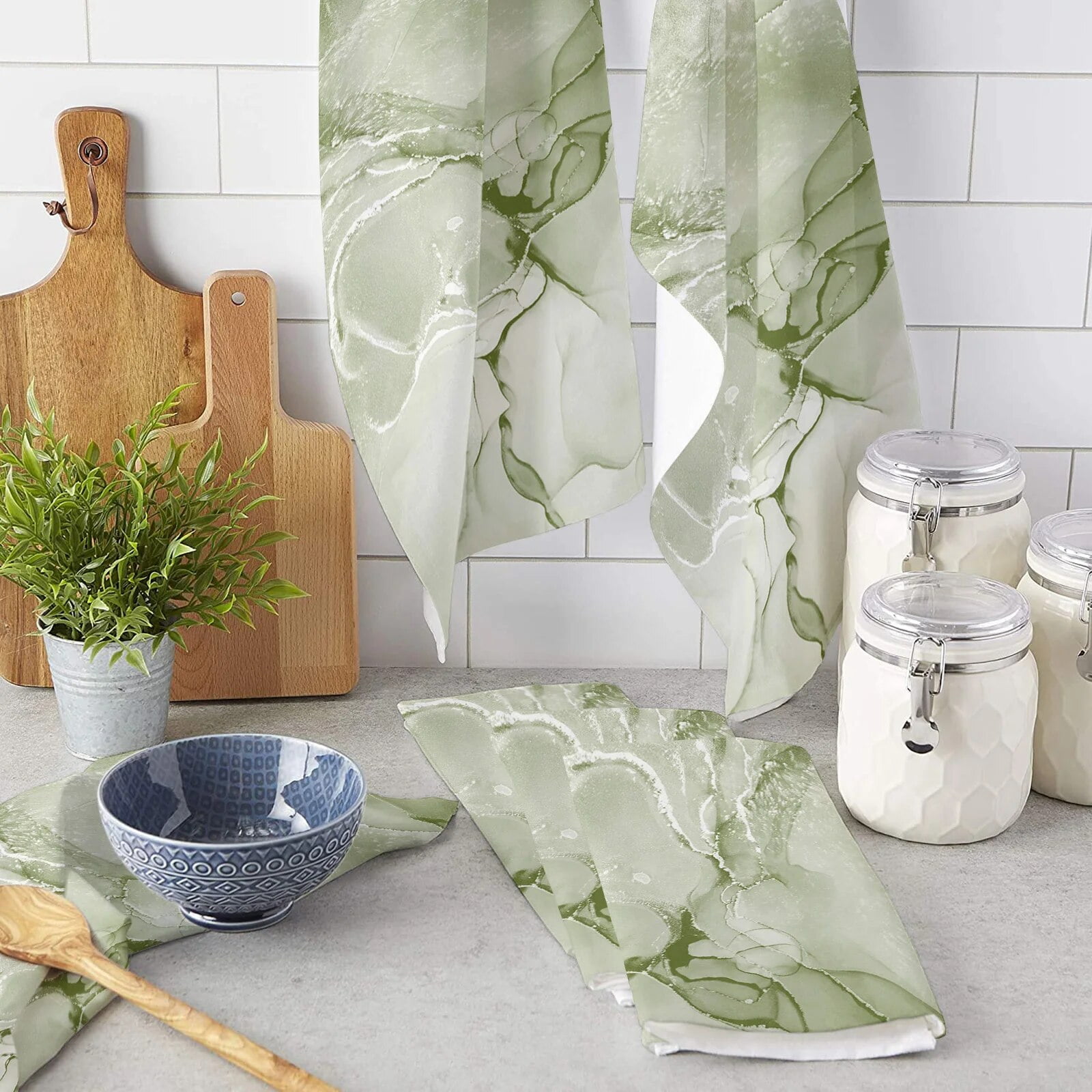 Sage Green Marble Texture Kitchen Towel Bathroom Hand Towel Kitchen ...