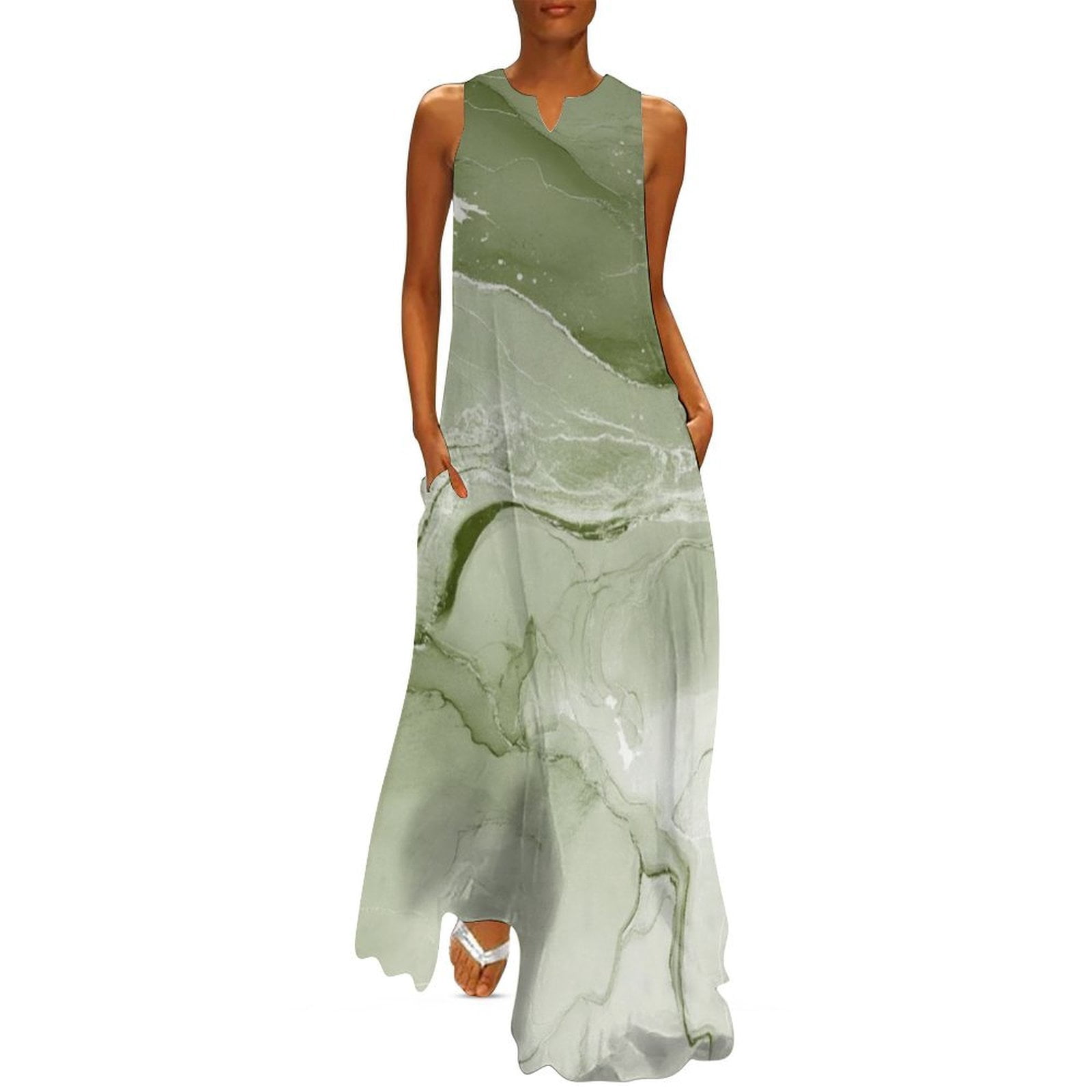 Sage Green Marbled Long Dress luxury evening dresses women clothing new ...