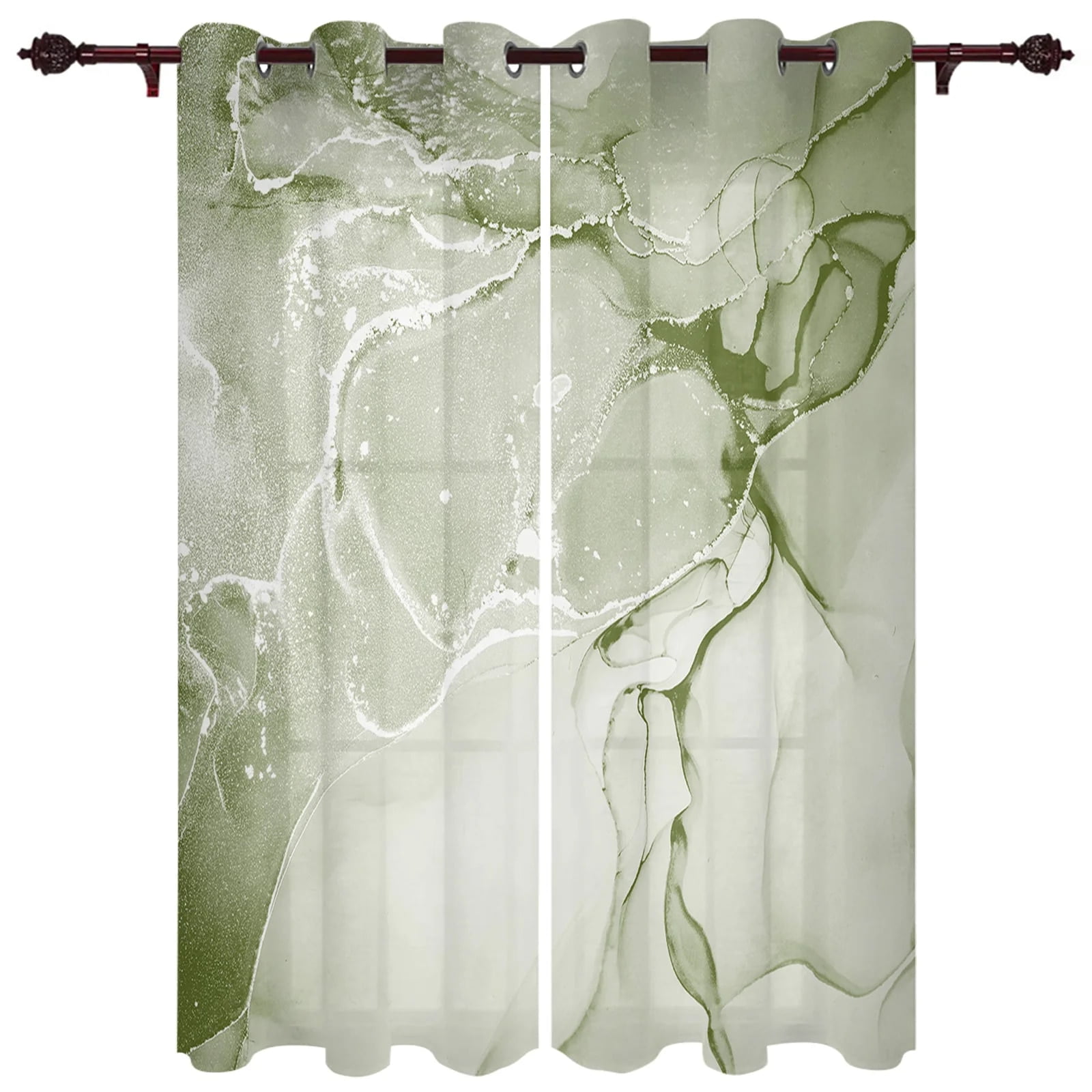 Sage Green Marbled Window Curtains for Living Room Home Bedroom Kitchen ...