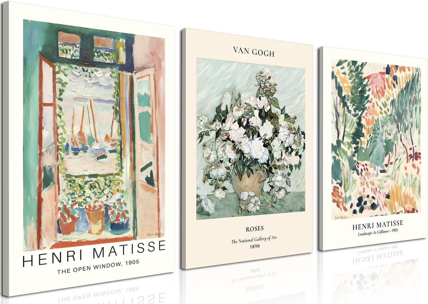 Sage Green Matisse Canvas Wall Art Poster Set of 3 - Van Gogh Floral ...