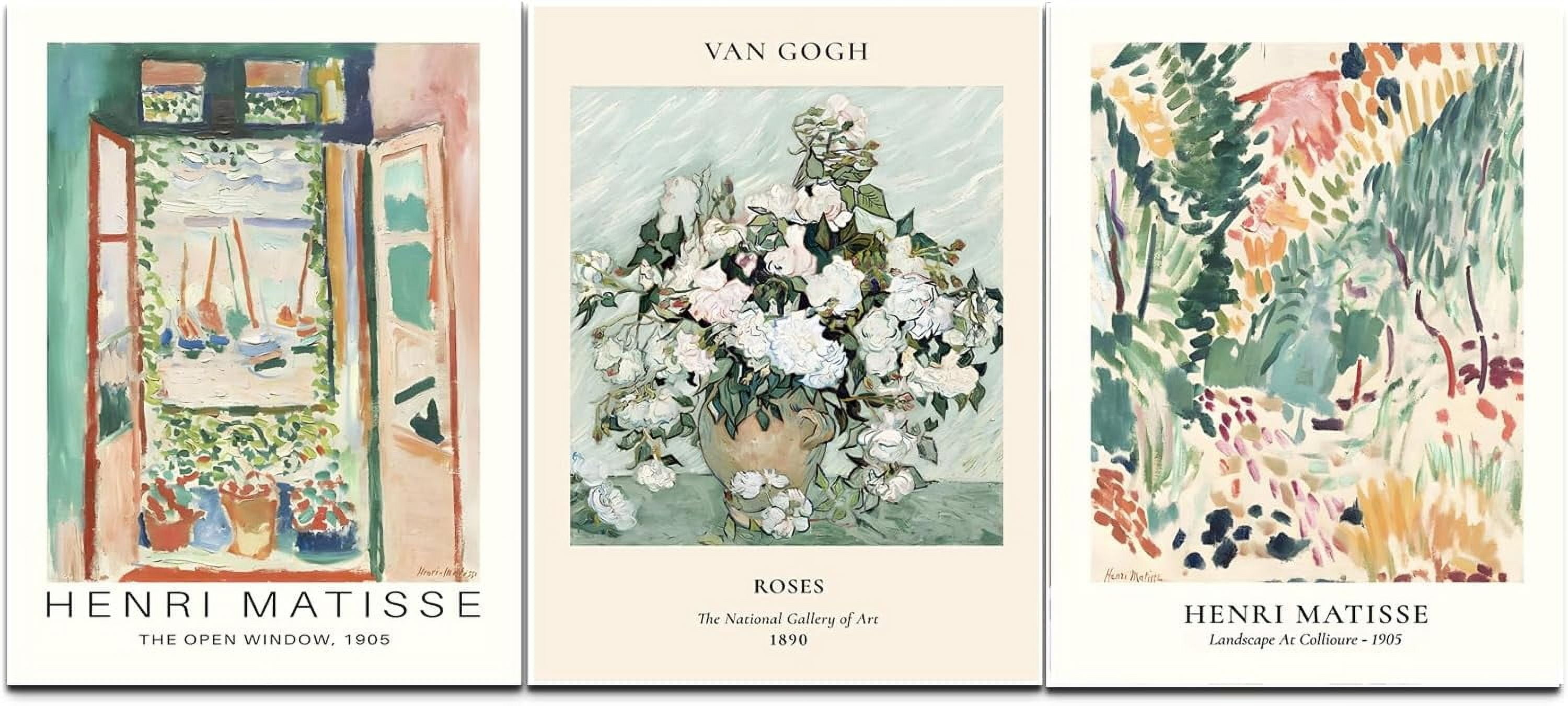 Sage Green Matisse Wall Art Posters Set of 3 Vintage Vin Gogh Flower ...