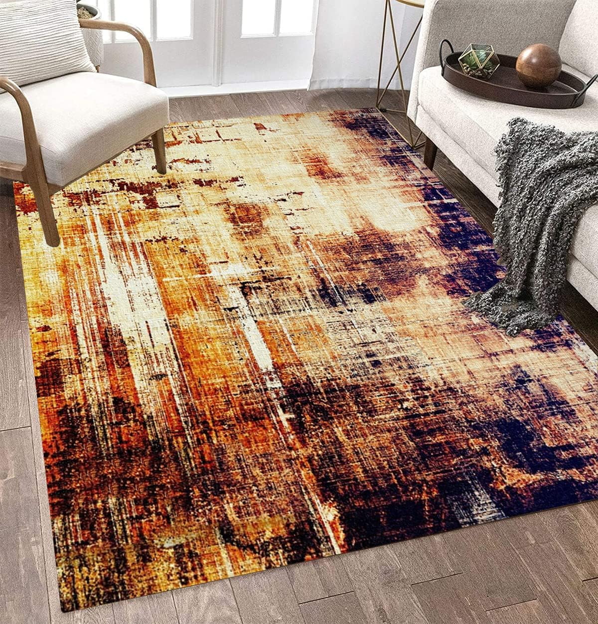 Sage Green Modern Distressed Area Rug For Living Room Boho Chic Western ...