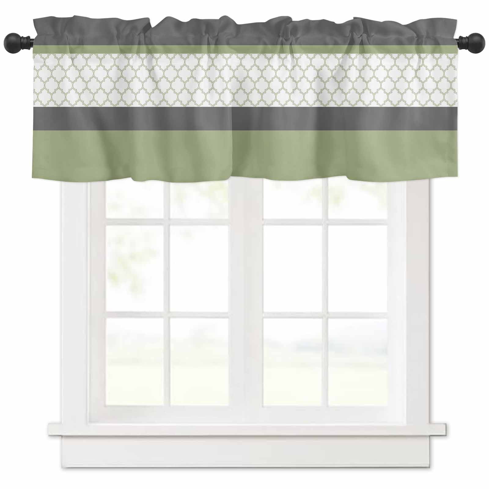 Sage Green Morocco Valances for Windows Farmhouse Kitchen Curtains ...