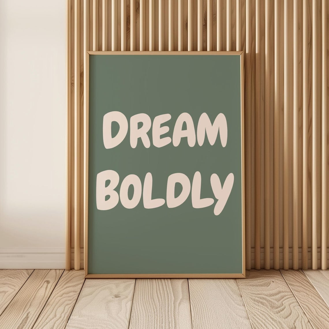 Sage Green Motivational Wall Art Dream Boldly Bedroom Decor, Unframed ...