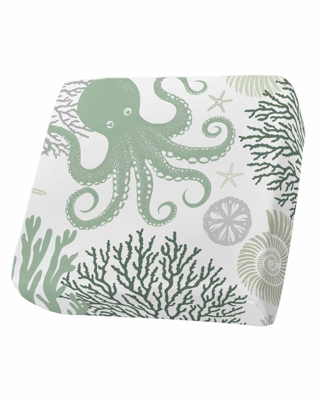 Sage Green Octopus Coastal Sofa Couch Cushion Covers Washable ...