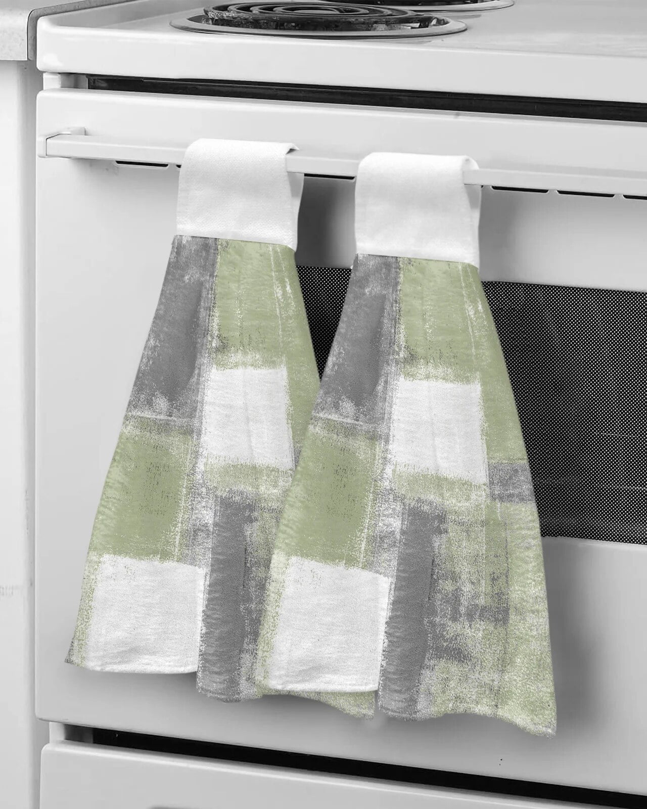 Sage Green Oil Painting Texture Paint Hand Towels Microfiber Hanging ...