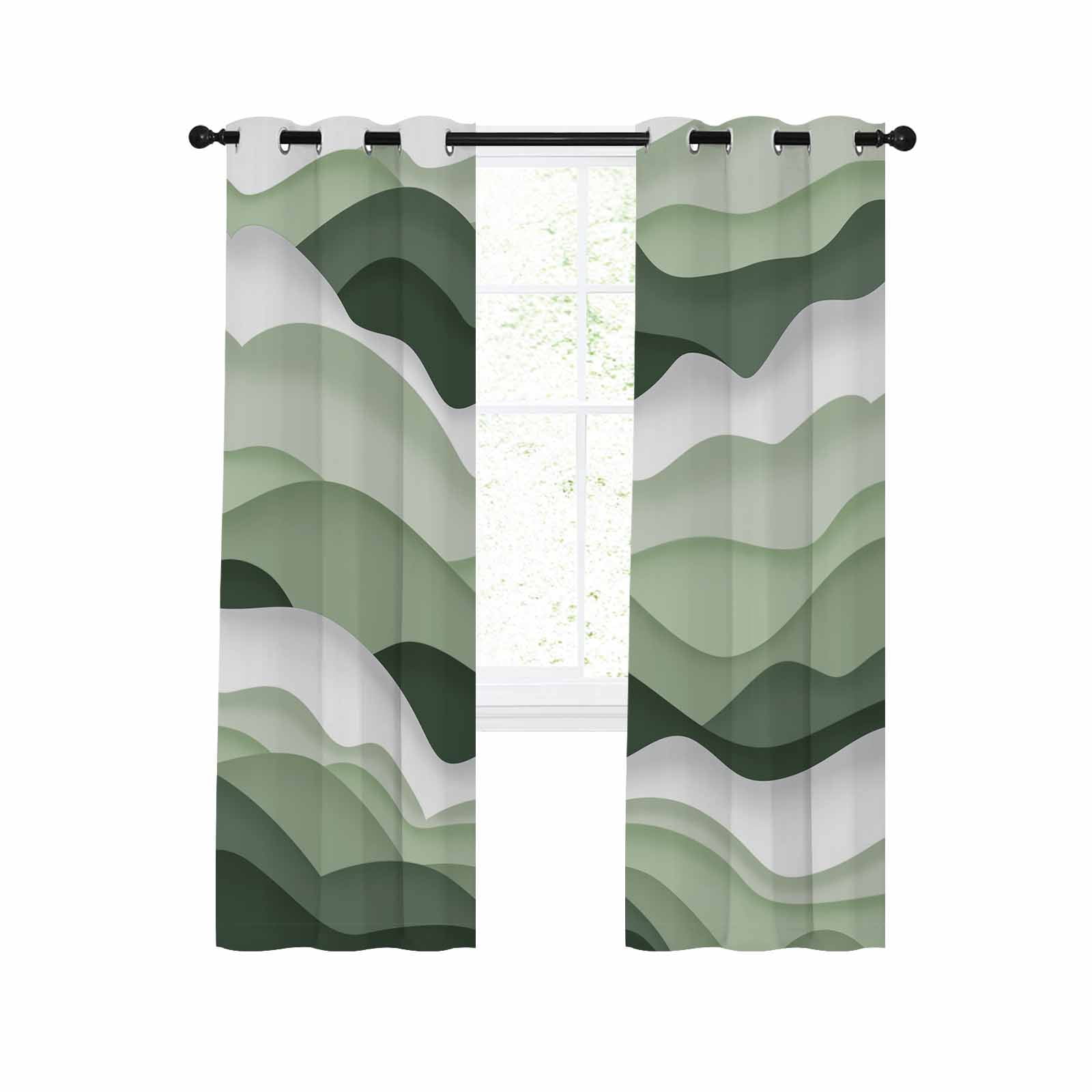 Sage Green Ombre Blackout Curtains 45 Inches Long for Bedroom, Modern ...