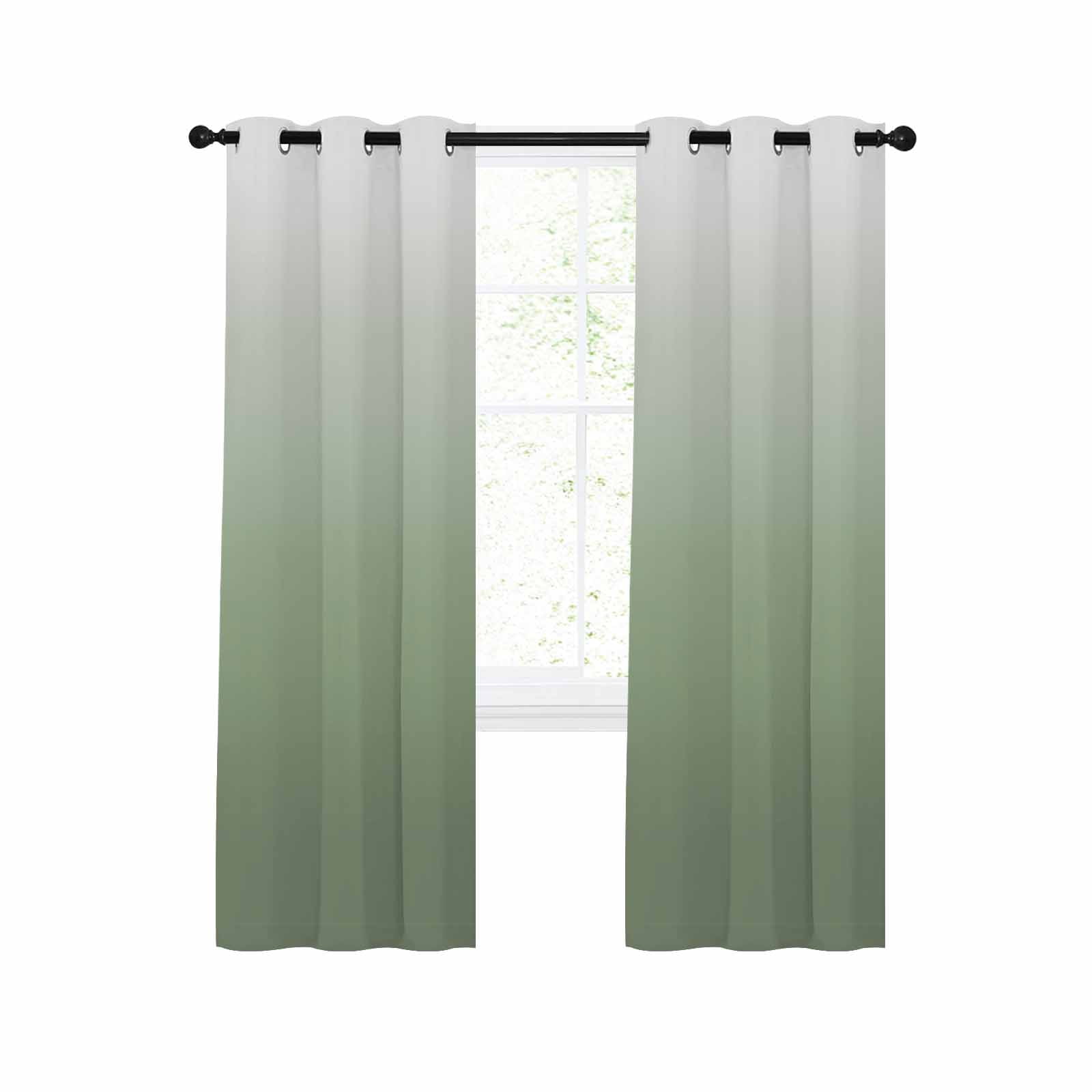 Sage Green Ombre Blackout Curtains 63 Inches Long for Bedroom,Farmhouse ...