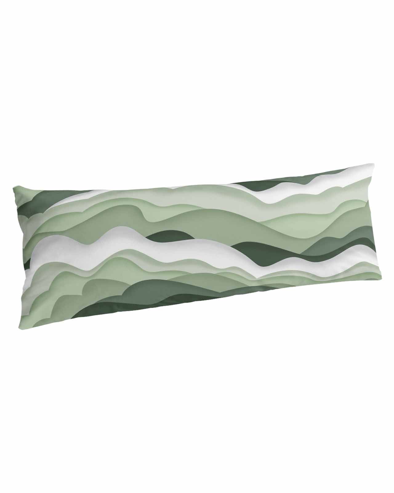 Sage Green Ombre Body Pillow Covers, Modern Moire Geometric Abstract ...