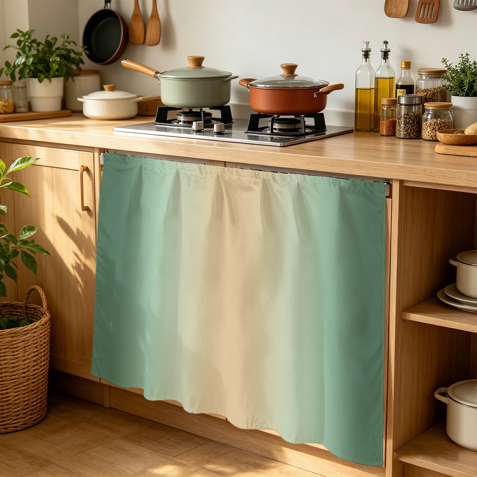 Sage Green Ombre Cabinet Curtains 35''x35'', Modern Yellow Gradient ...