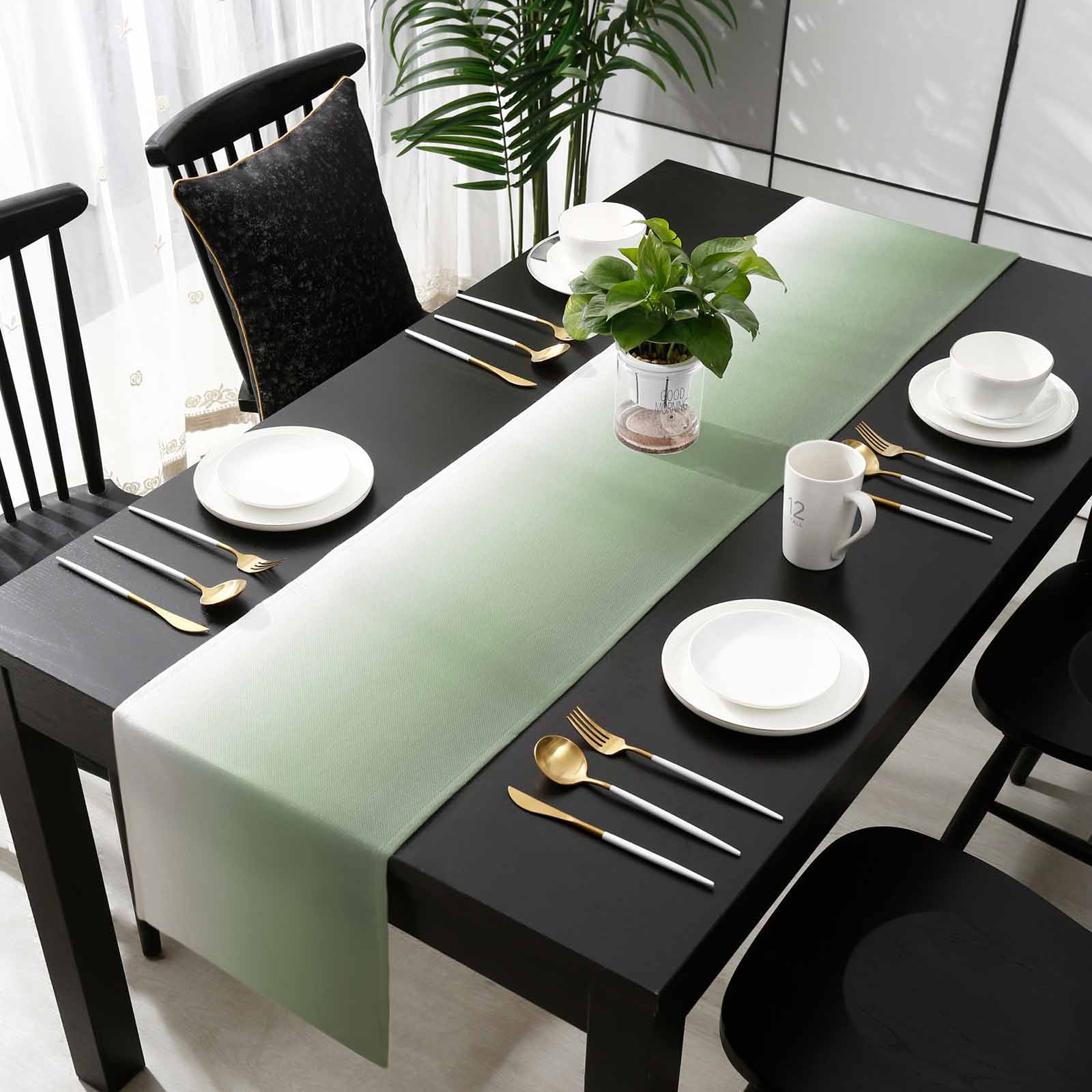 Sage Green Ombre Cotton Linen Table Runner 18 x 72 inch Farmhouse Green ...