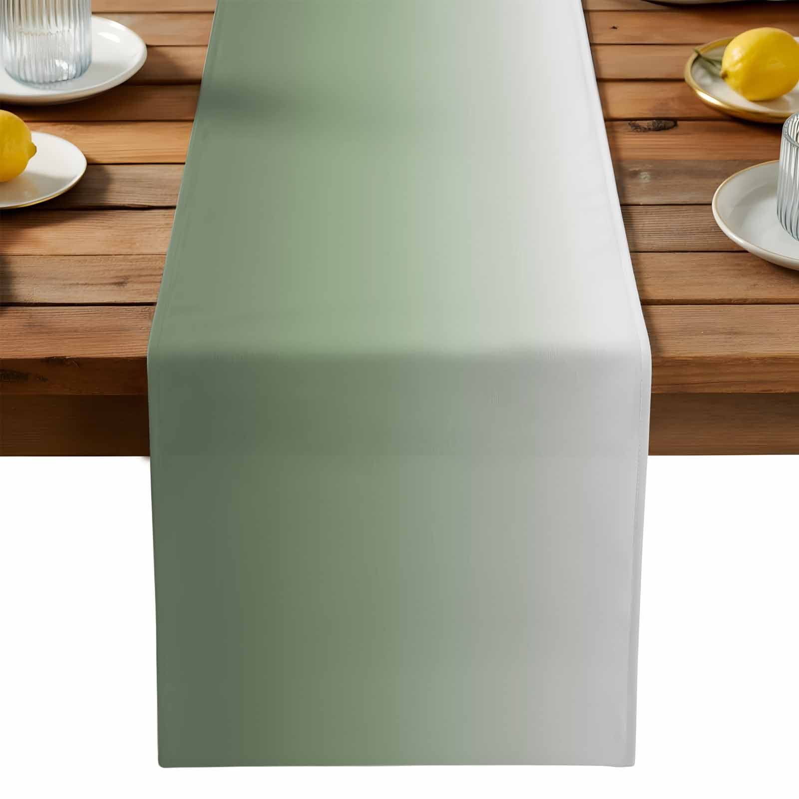 Sage Green Ombre Cotton Linen Table Runner for Dining Kitchen, Modern ...