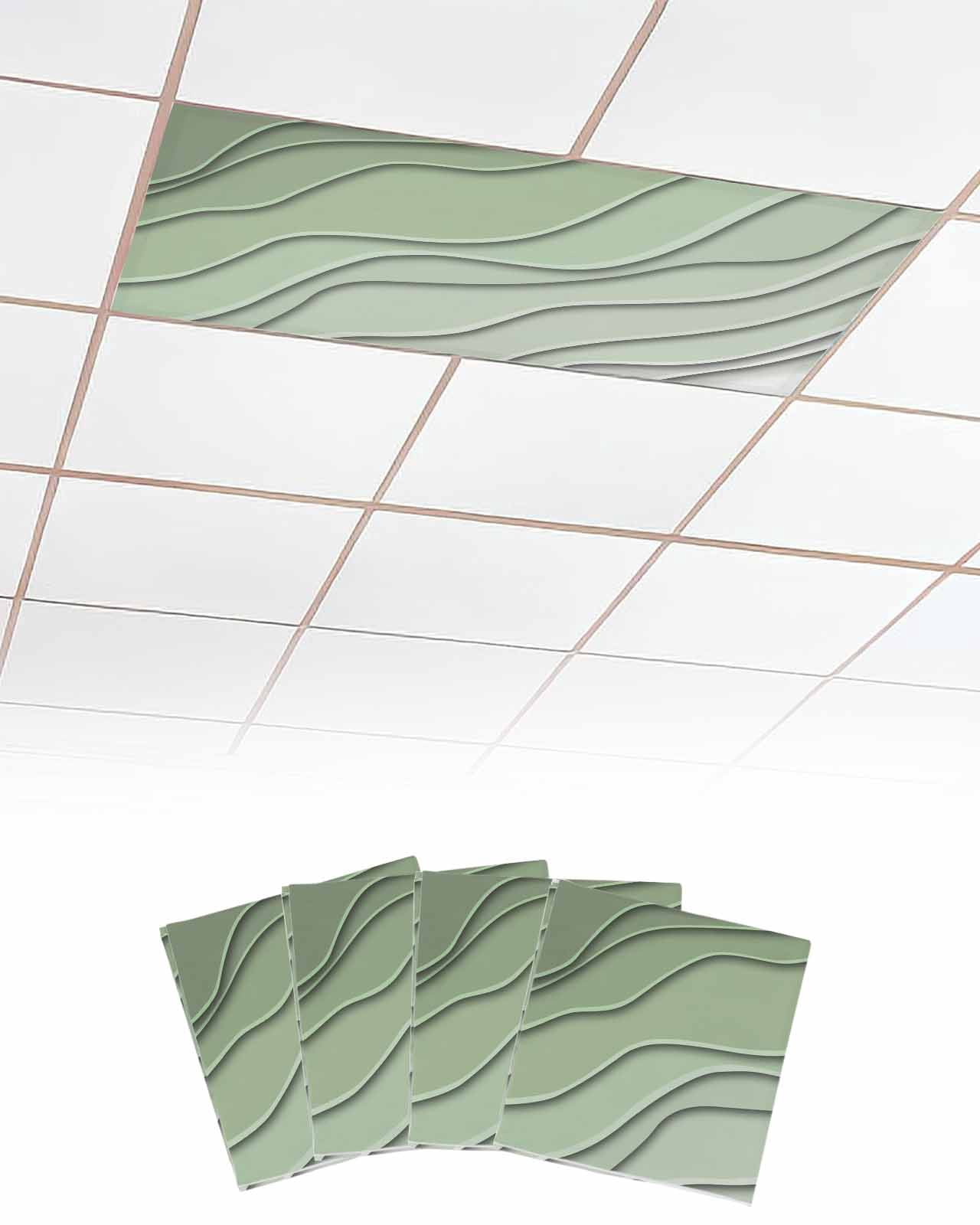Sage Green Ombre Fluorescent Light Covers for Ceiling Lights 4x2 feet,4 ...