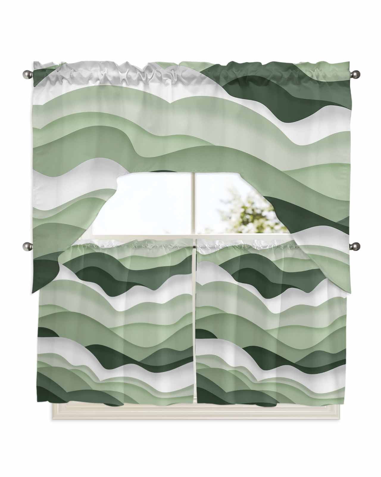 Sage Green Curtains Swag Valance And Tier Curtains Set 36 Inch Length ...