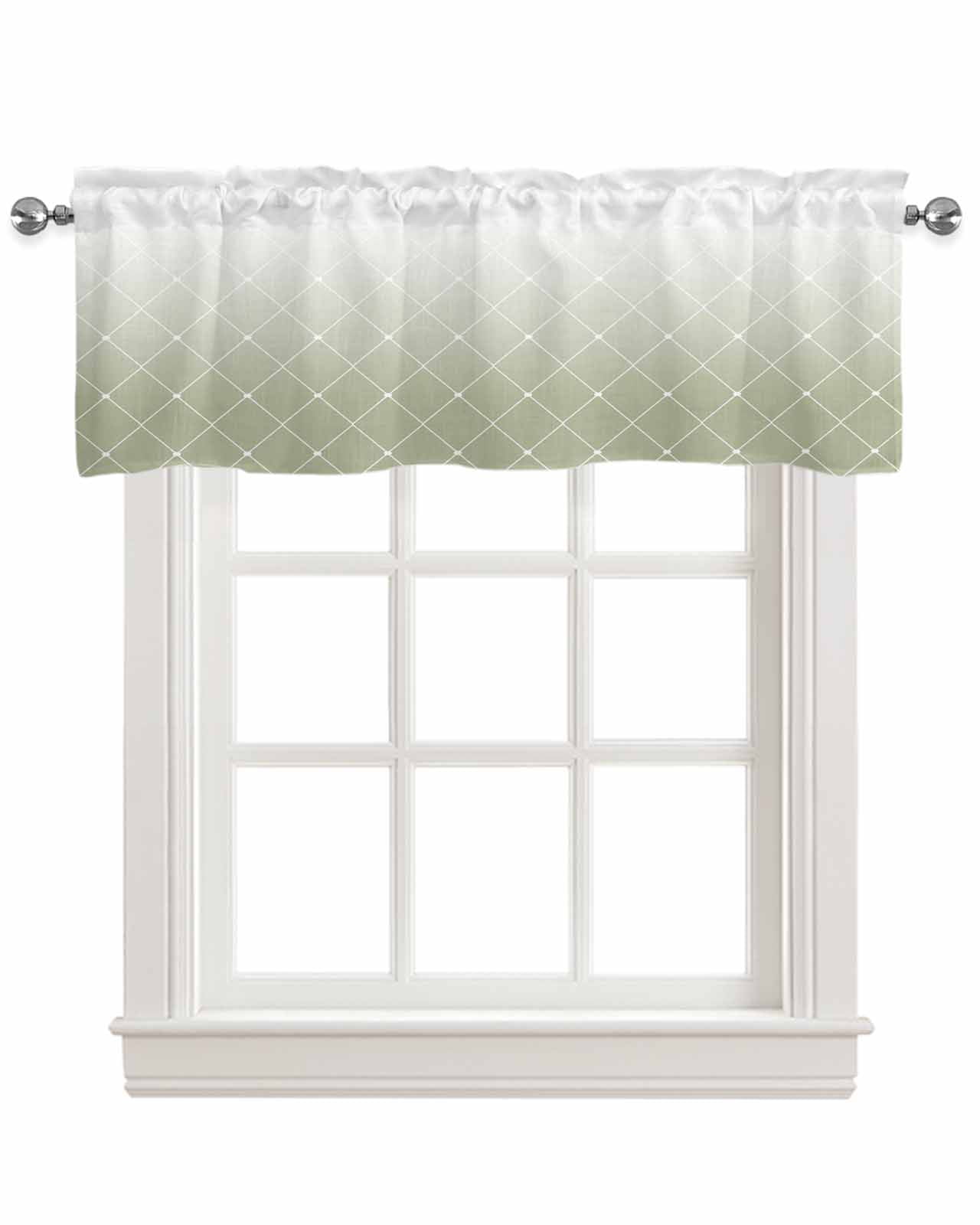 Sage Green Ombre Kitchen Valances for Windows Farmhouse Linen Window ...
