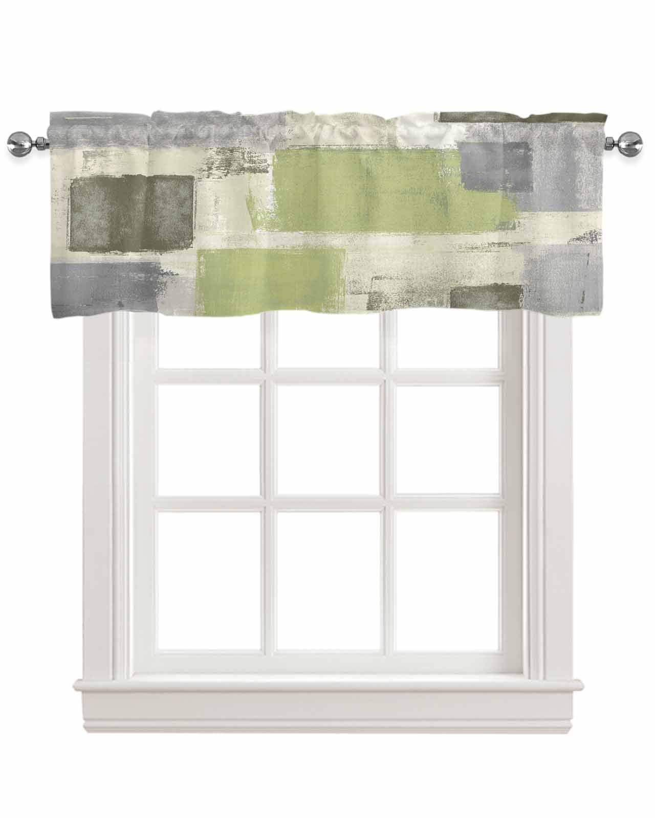 Sage Green Ombre Kitchen Valances for Windows Farmhouse Linen Window ...