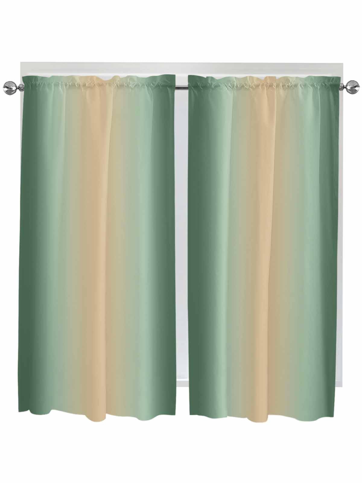 Sage Green Ombre Living Room Curtains 2 Panel, Modern Yellow Gradient ...