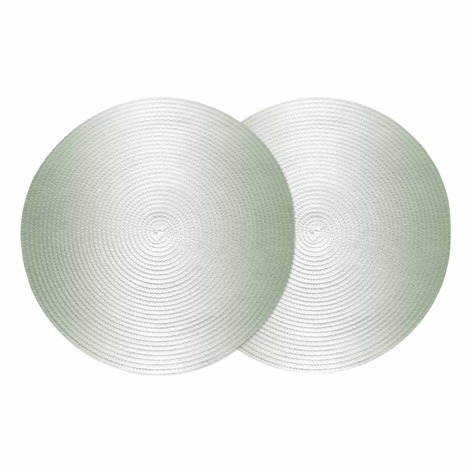 Sage Green Ombre Round Placemats Set of 2, Braided Polypropylene Place ...