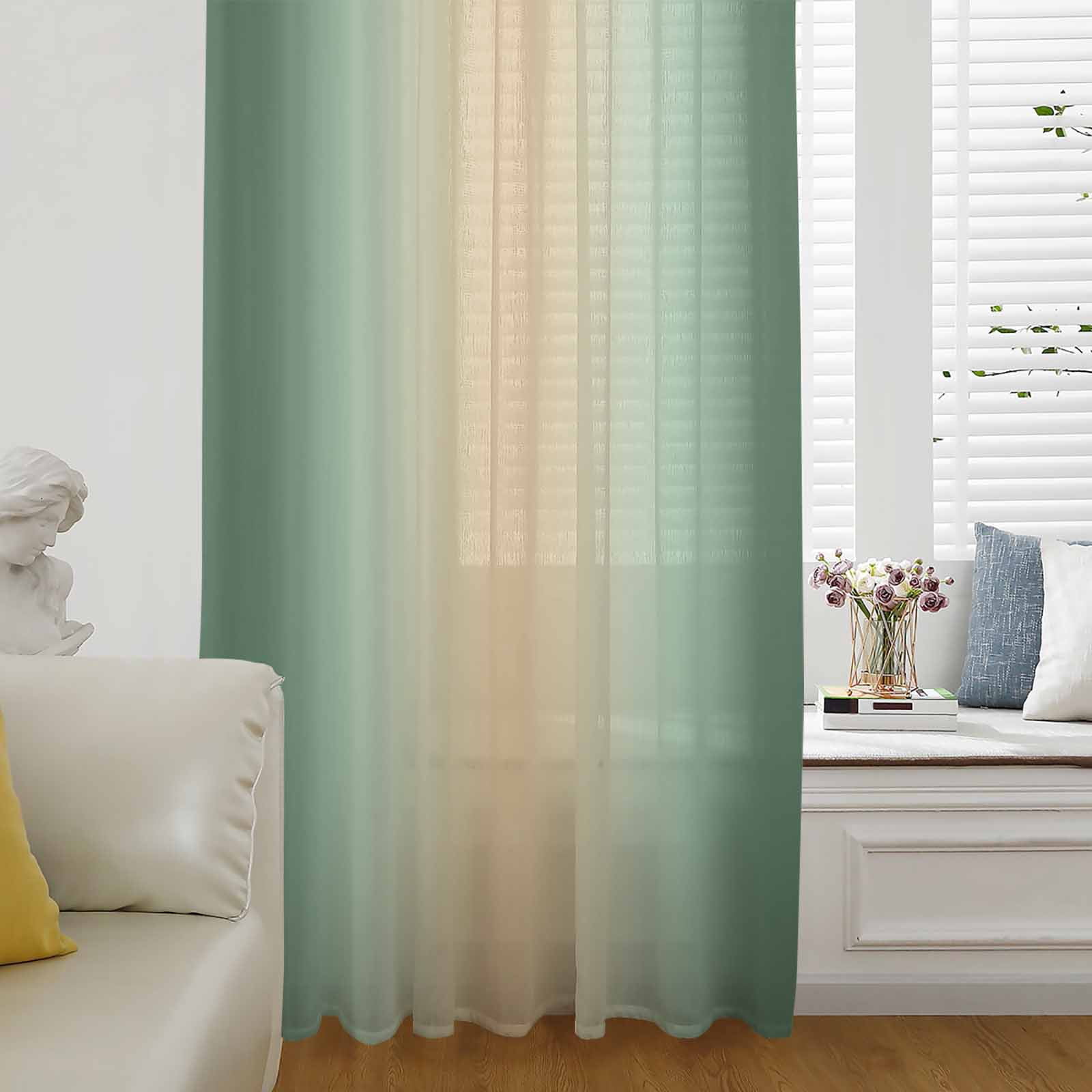 Sage Green Ombre Sheer Curtains 96 Inches Long for Living Room/Bedroom ...