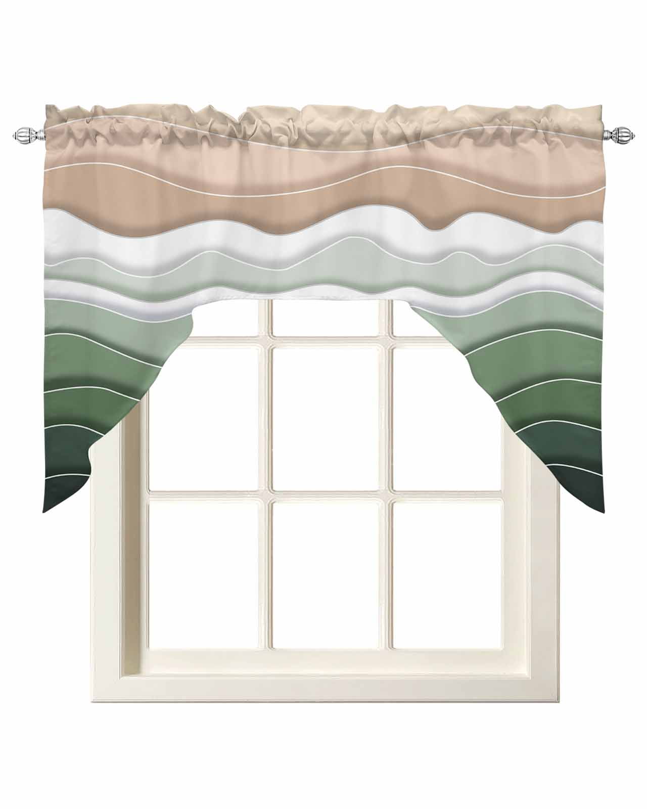 Sage Green Ombre Stripe Kitchen Curtains Swag Valance for Windows ...
