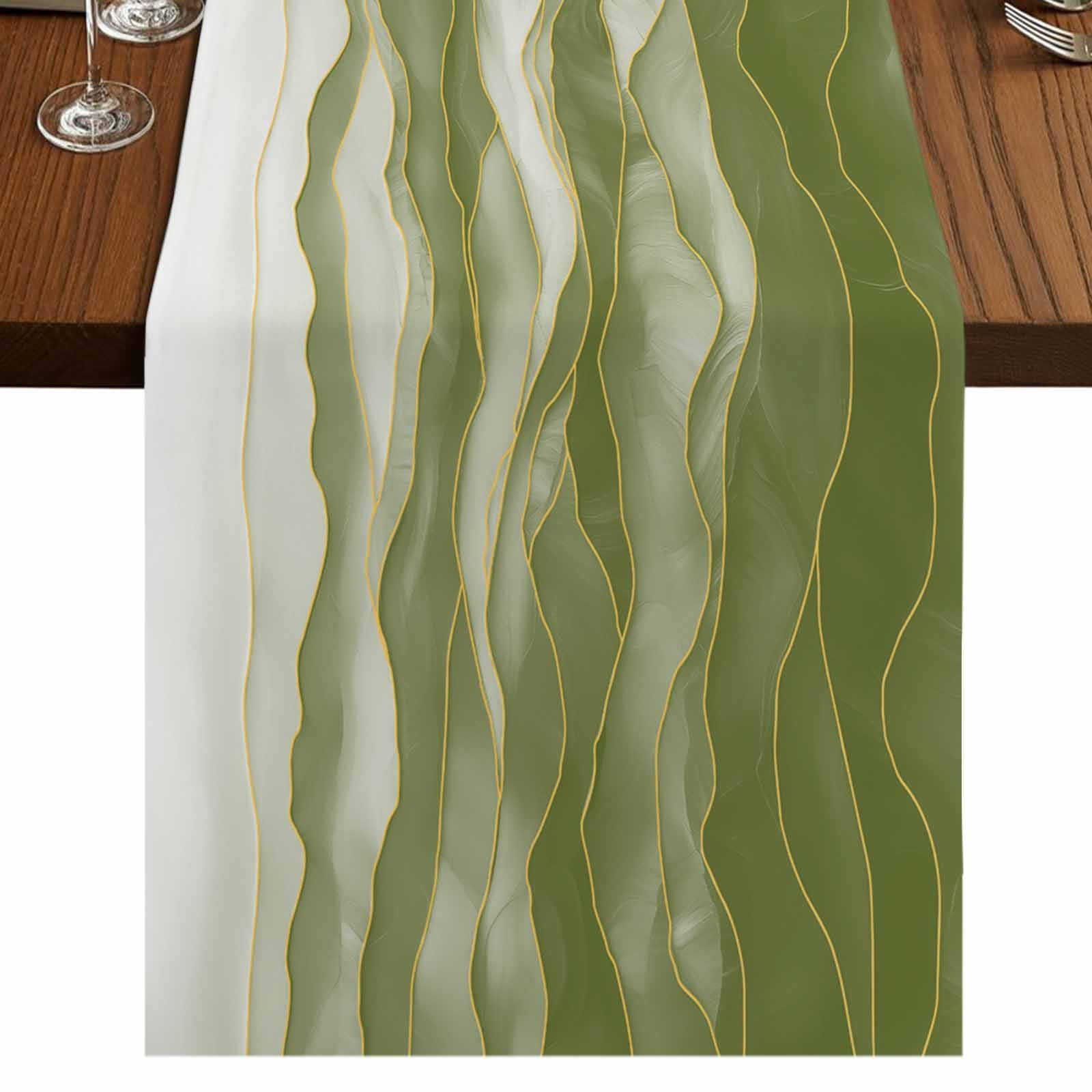 Sage Green Ombre Table Runner 120 Inches Long,Modern Moire Abstract Art ...