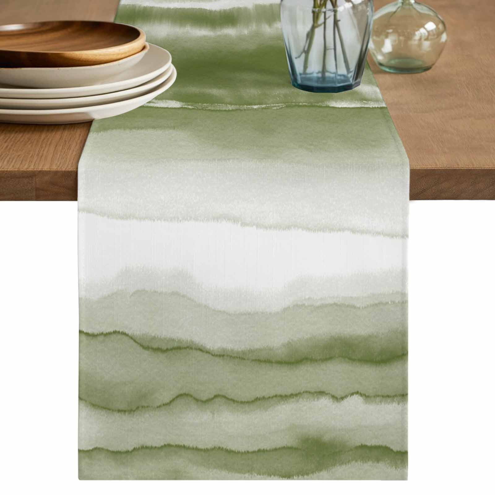 Sage Green Ombre Table Runner 90 Inches, Modern Abstract Art Farmhouse ...