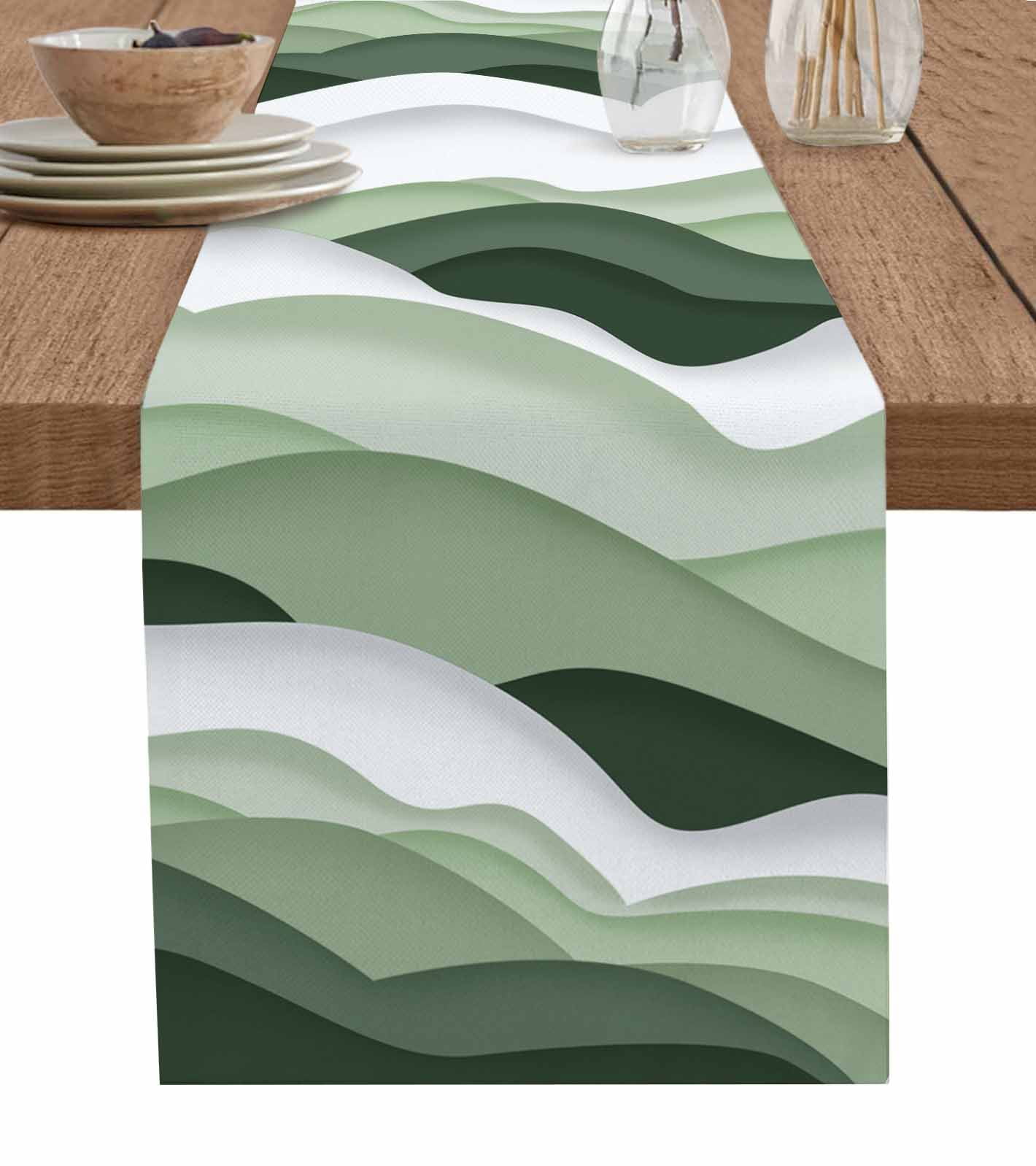 Sage Green Ombre Table Runner Modern Moire Geometric Abstract ...