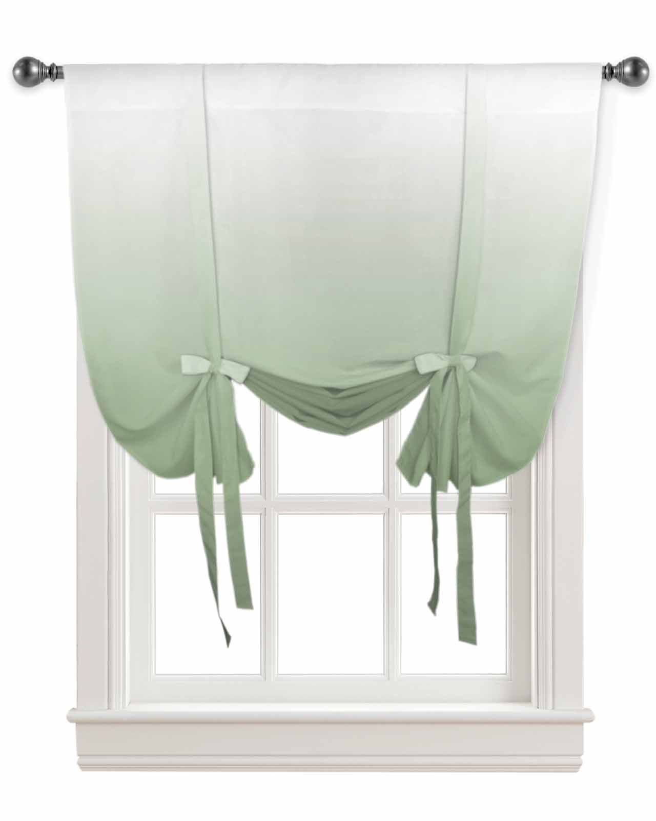 Sage Green Ombre Tie Up Curtains for Kitchen Bathroom Bedroom Windows ...