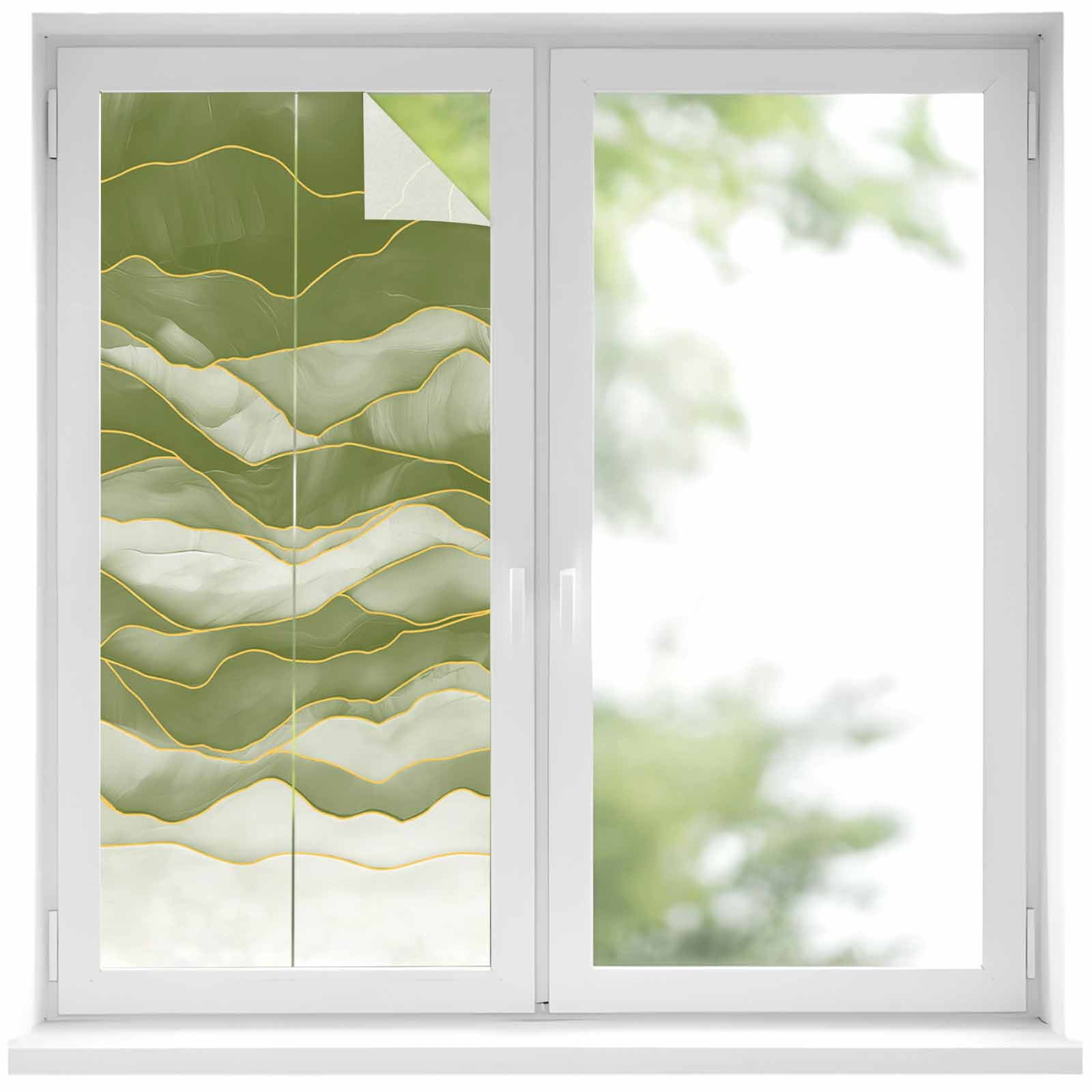 Sage Green Ombre Window Privacy Film, Modern Moire Abstract Art Luxury ...