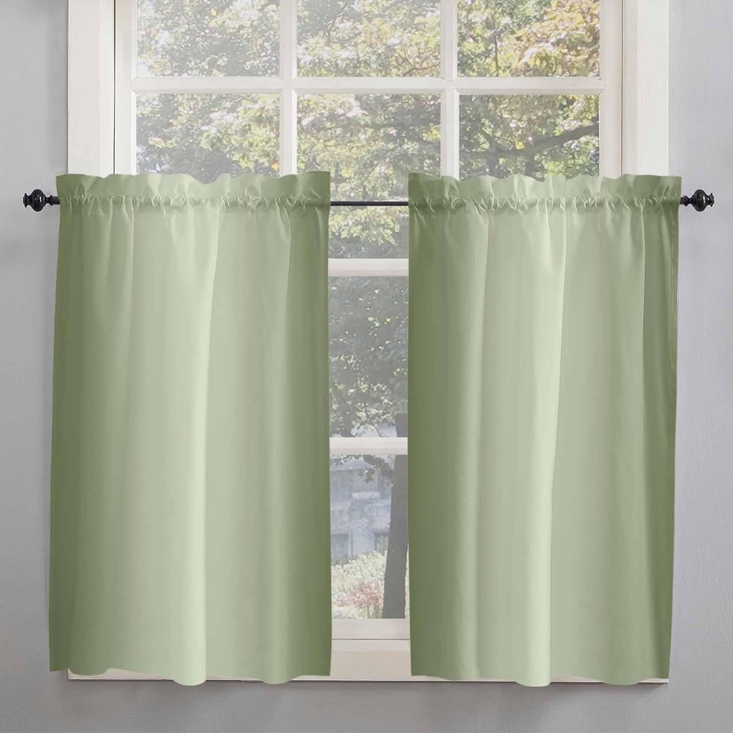 Sage Green Ombre Window Short Curtains 63 Inch Length, Farmhouse Green ...