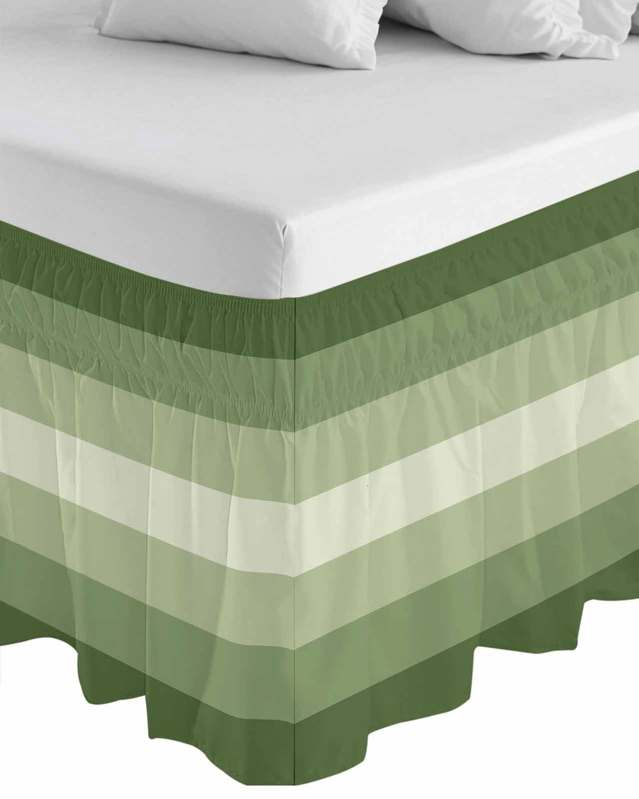 Sage Green Ombre Wrap Around Bed Skirts for Queen Bed 16" Drop,Bed ...