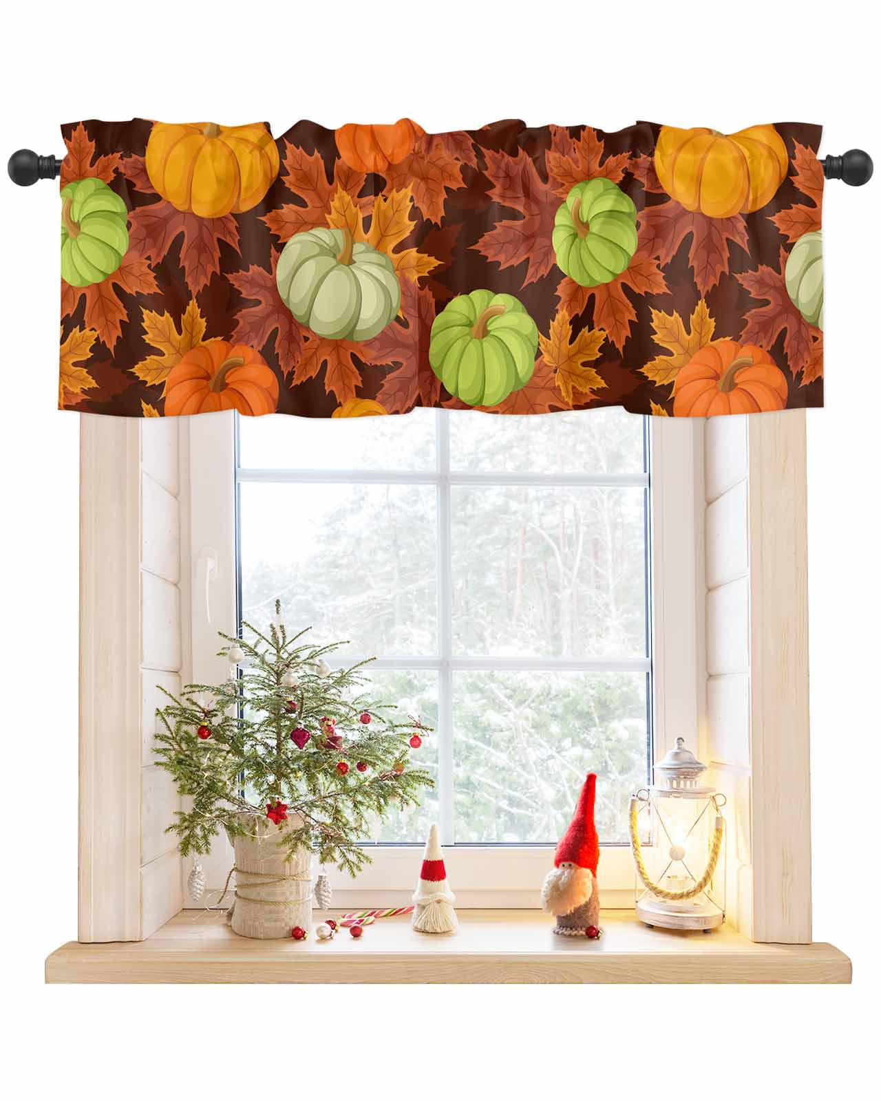 Sage Green Orange Fall Curtain Valance for Windows/Living Room/Kitchen ...