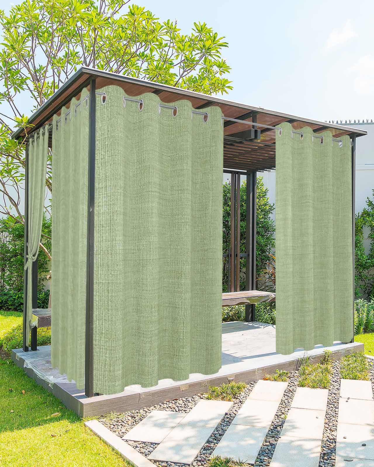 Sage Green Outdoor Curtains for Patio Waterproof, Vintage Country ...