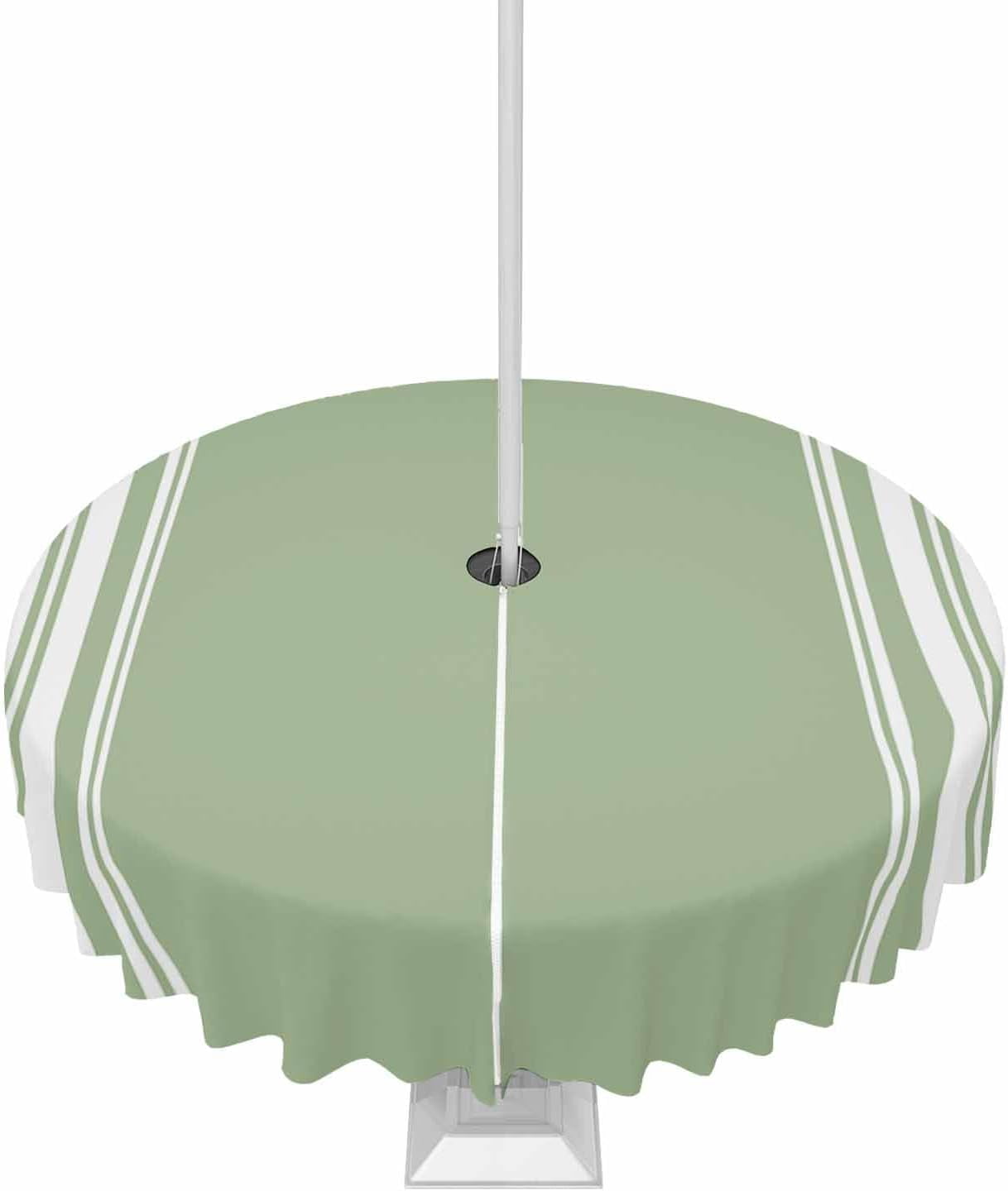 Sage Green Outdoor Tablecloth with Umbrella Hole & Zipper, Farmhouse ...