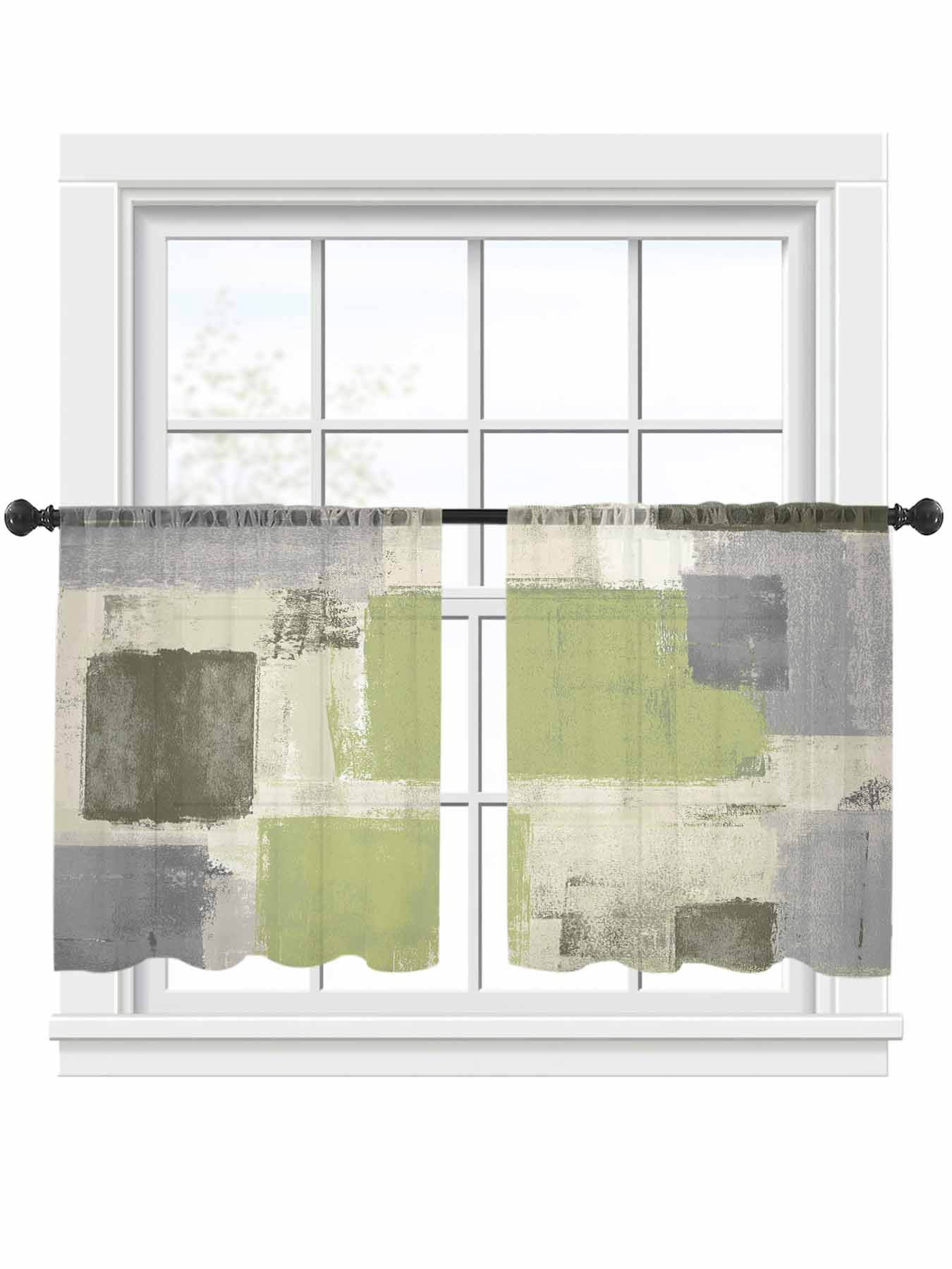 Sage Green Paint Sheer Curtains for Living Room Bedroom, Light ...